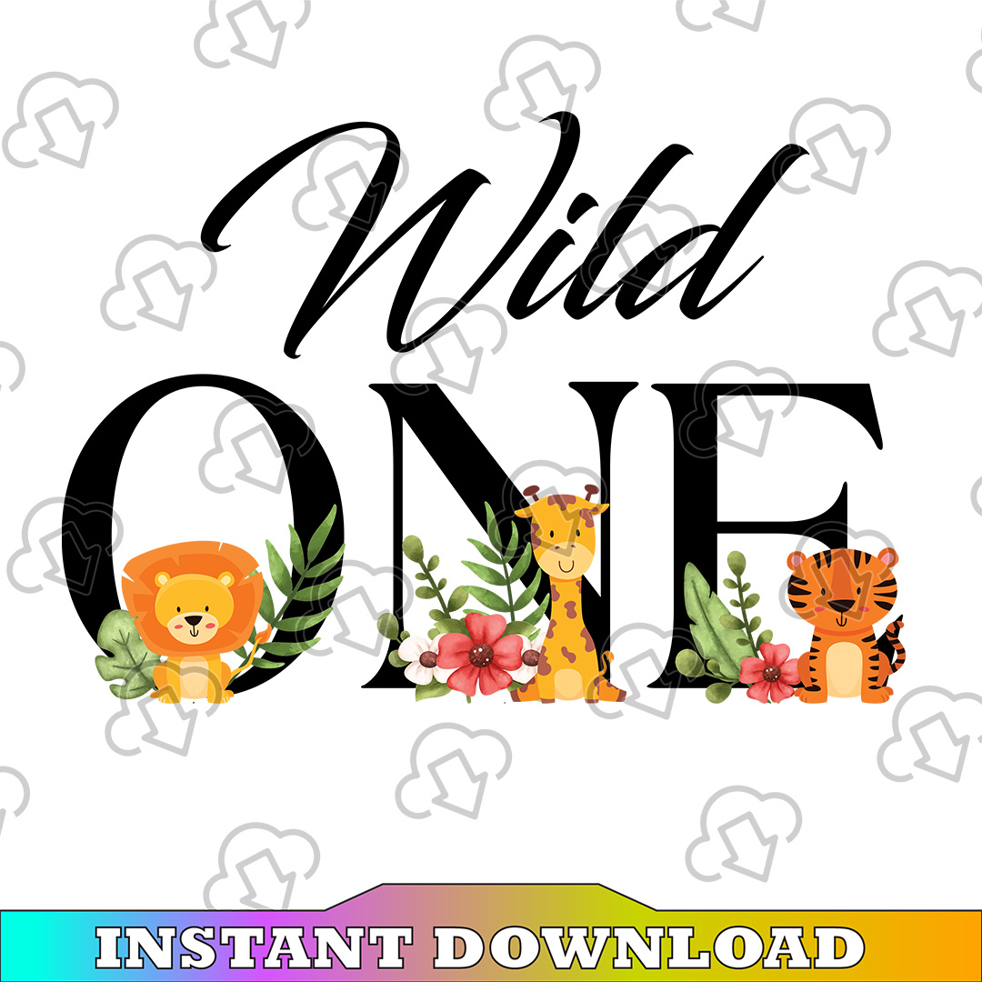 Wild One Baby Safari Animals PNG, Baby Animals Sublimation D | Inspire ...