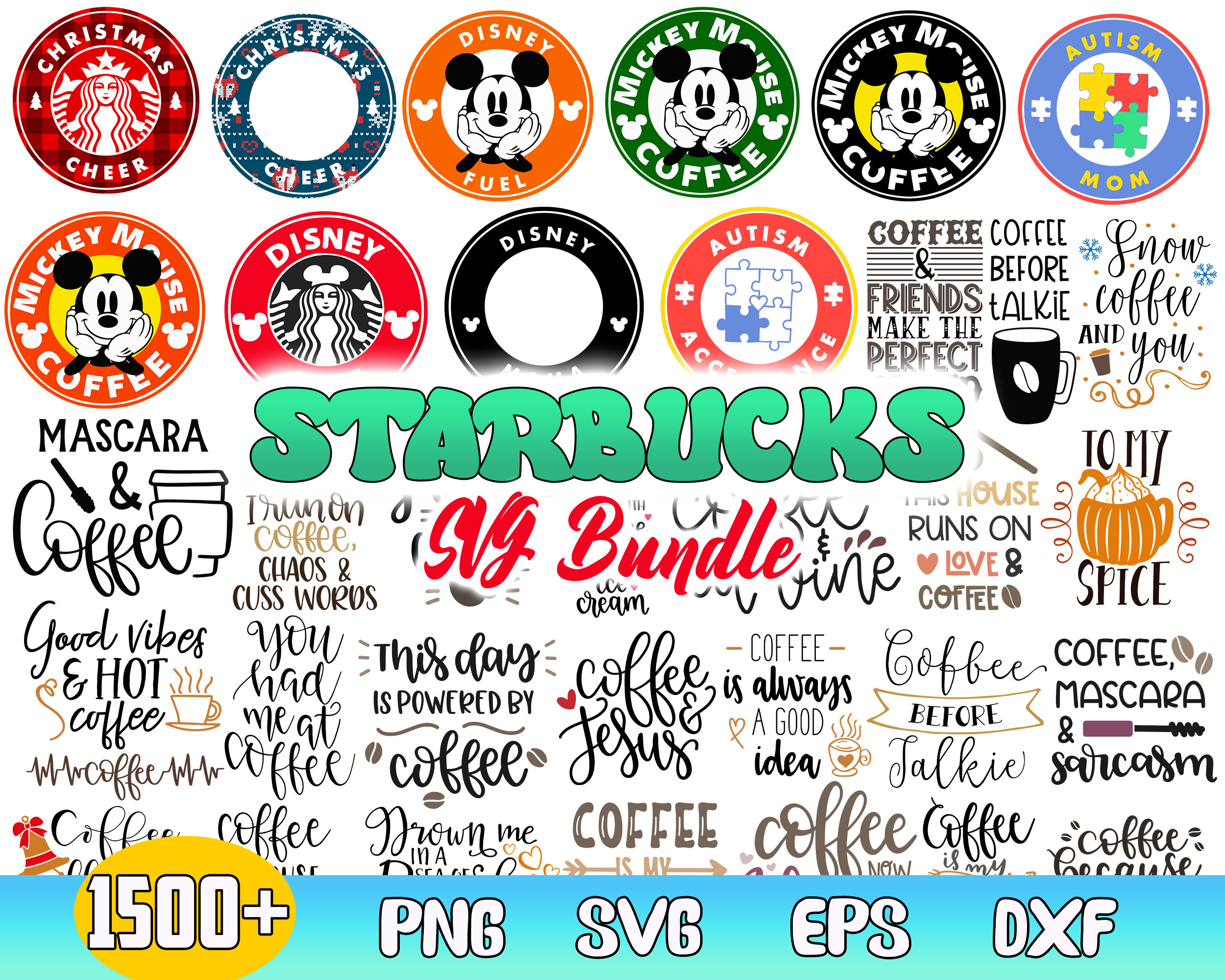 Starbucks Bundle Svg, Starbucks Logo Svg, Starbucks Disney S | Inspire ...