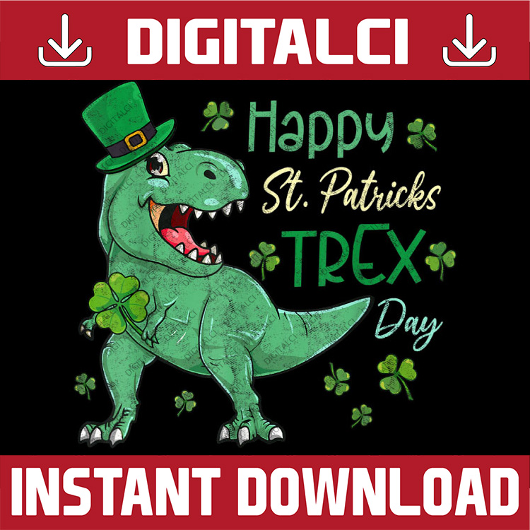 Happy St Pat T-Rex Saint Patrick's Day Dinosaur PNG Sublimat - Inspire Uplift