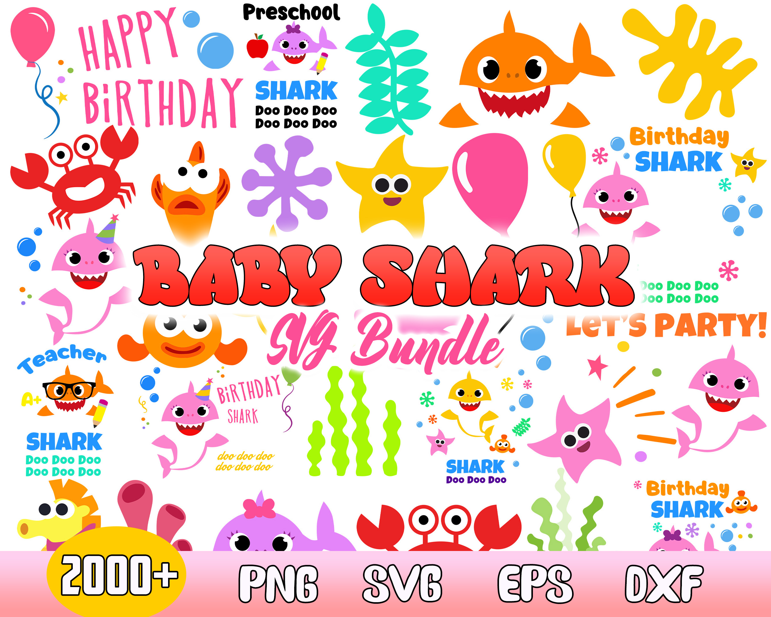 Bundle Baby Shark Svg, Baby Shark Birthday Svg, Shark Bundle - Inspire ...