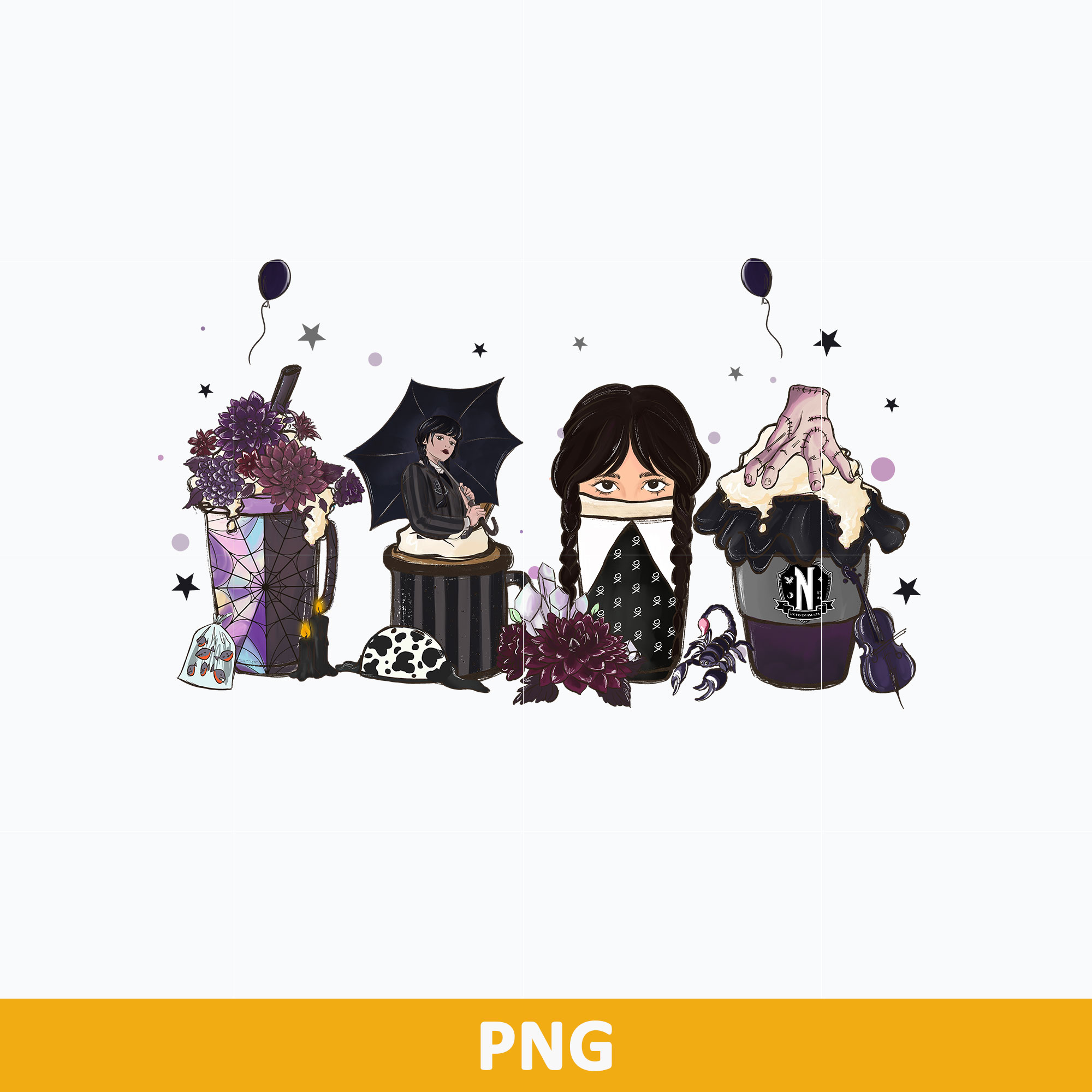 Wednesday Coffee Png, Wednesday Addams Png, Jenna Ortega Png - Inspire ...