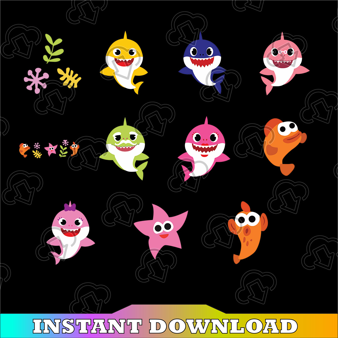 6 Family Sharks Character with Friends SVG,Png,Shark's frien | Inspire ...