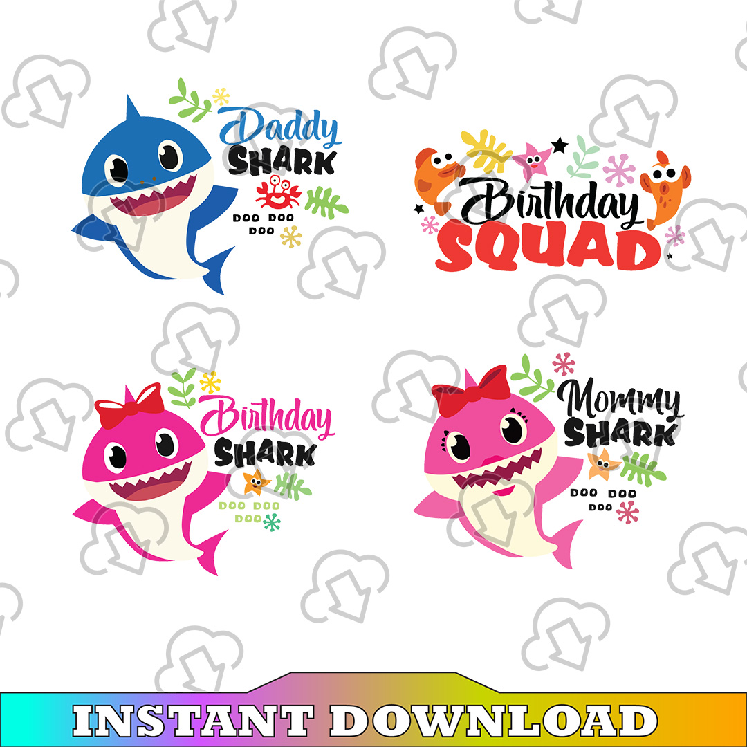 Birthday Shark Girl SVG, Cricut Cut files, Shark Family doo | Inspire ...