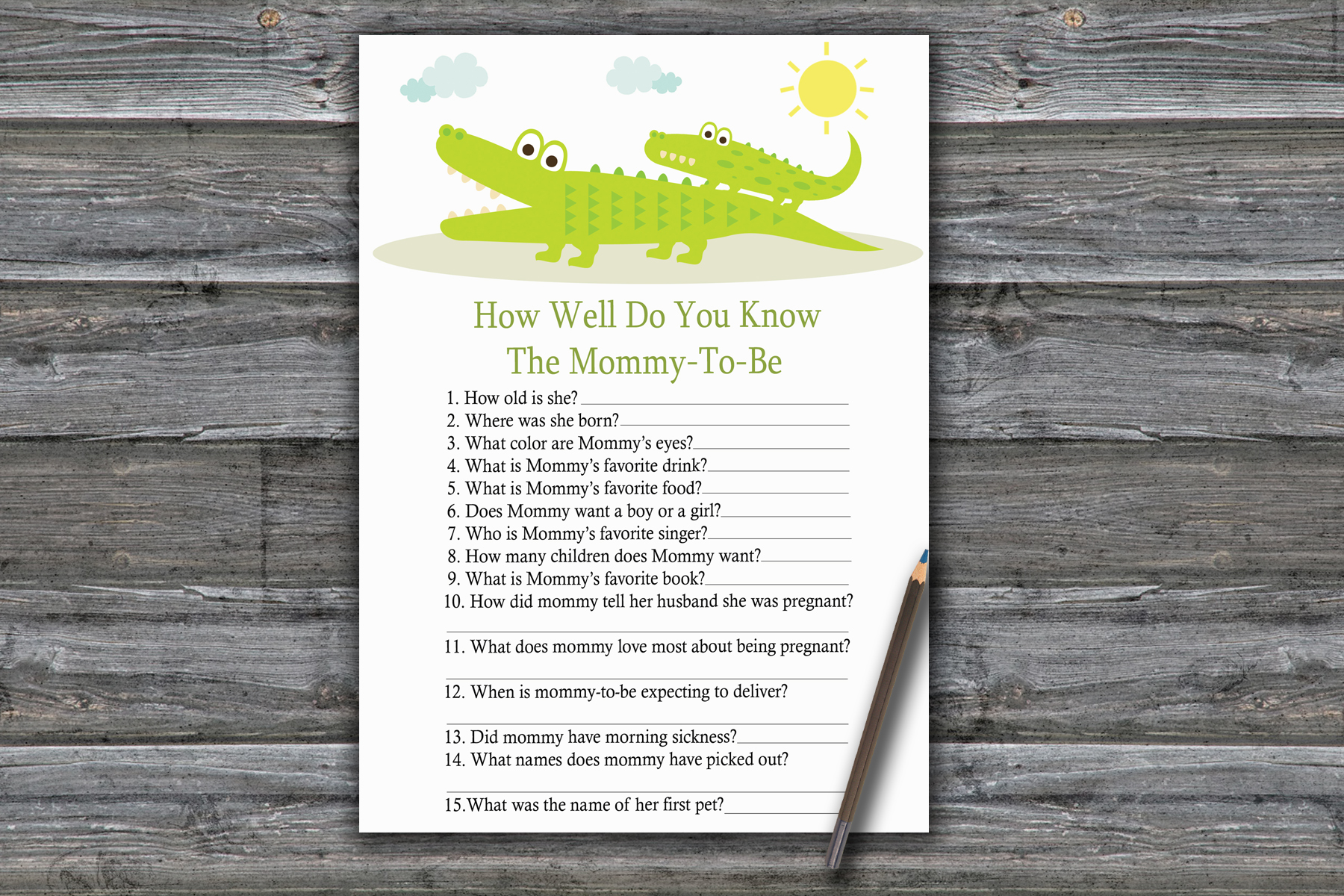 Alligator How well do you know baby shower game card,Jungle - Inspire ...