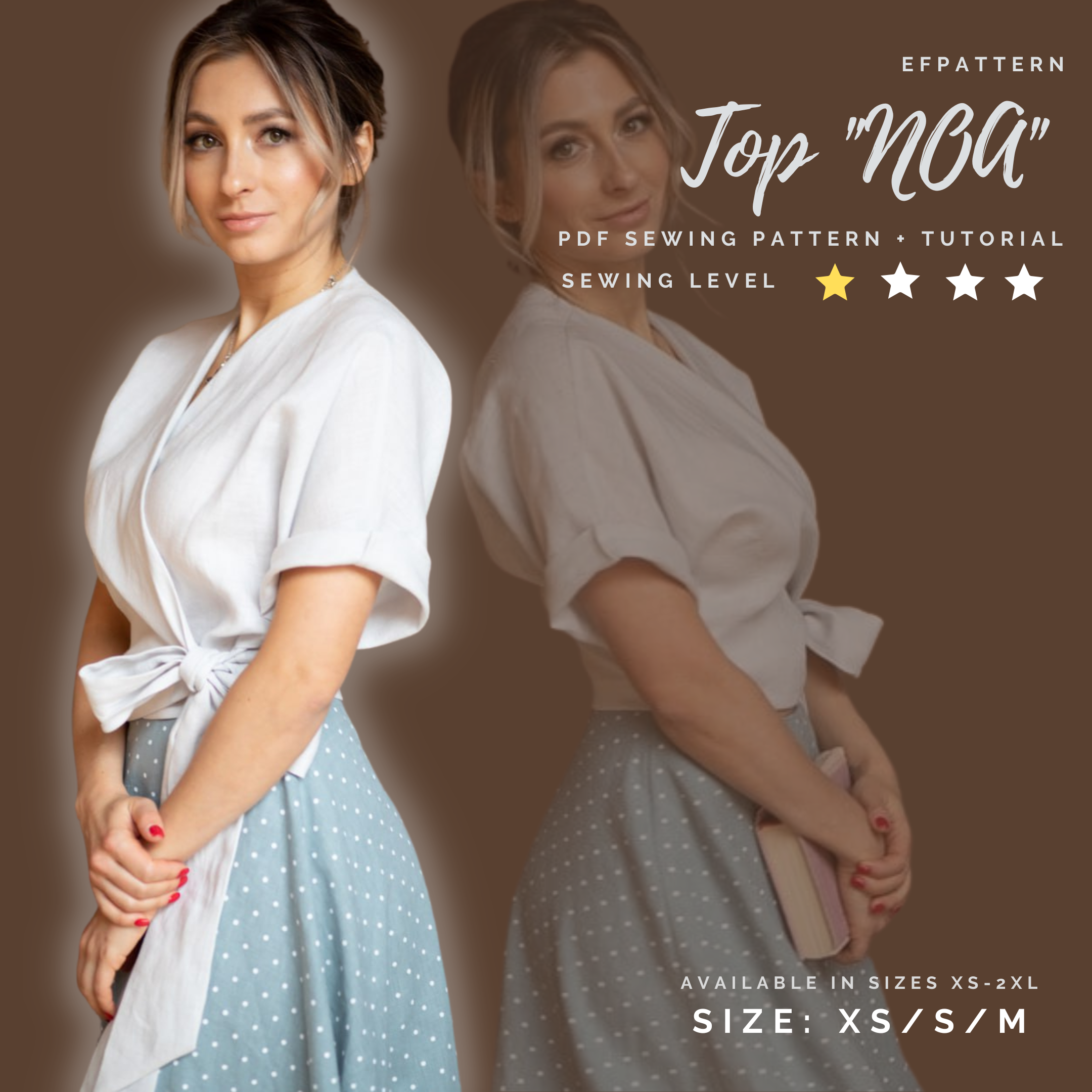 Wrap top Sewing Pattern instant PDF download - Sizes XS, S a | Inspire ...