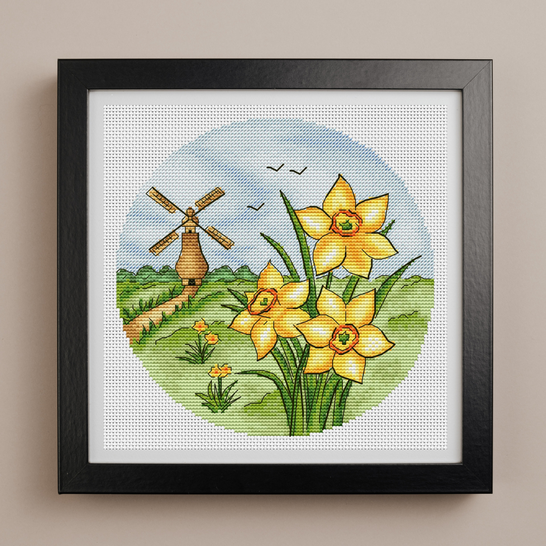Daffodils cross stitch pattern PDF, Narcissus Flowers, Flora | Inspire Uplift