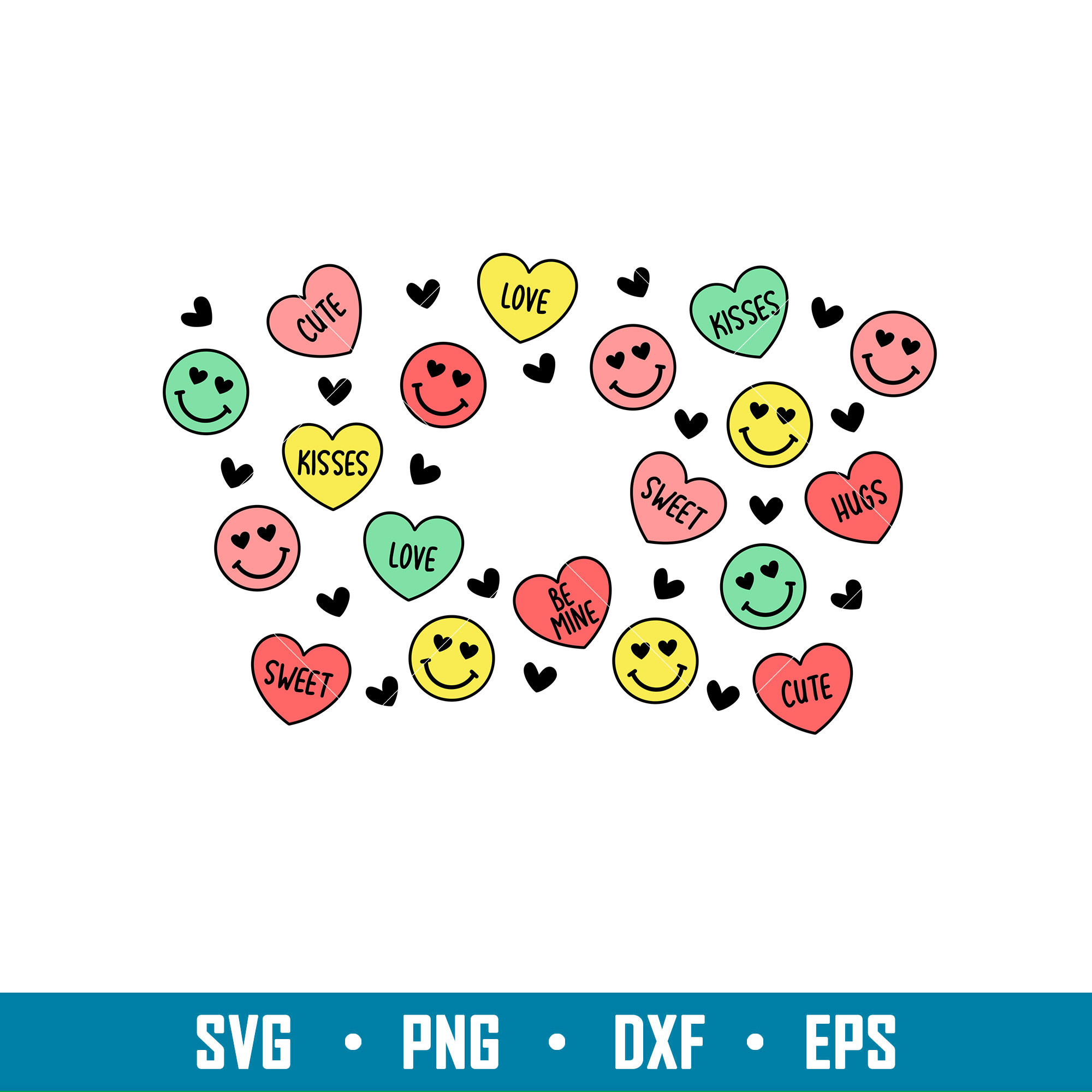 Smiley Hearts Full Wrap, Smiley Hearts Full Wrap Svg, Starbu | Inspire ...