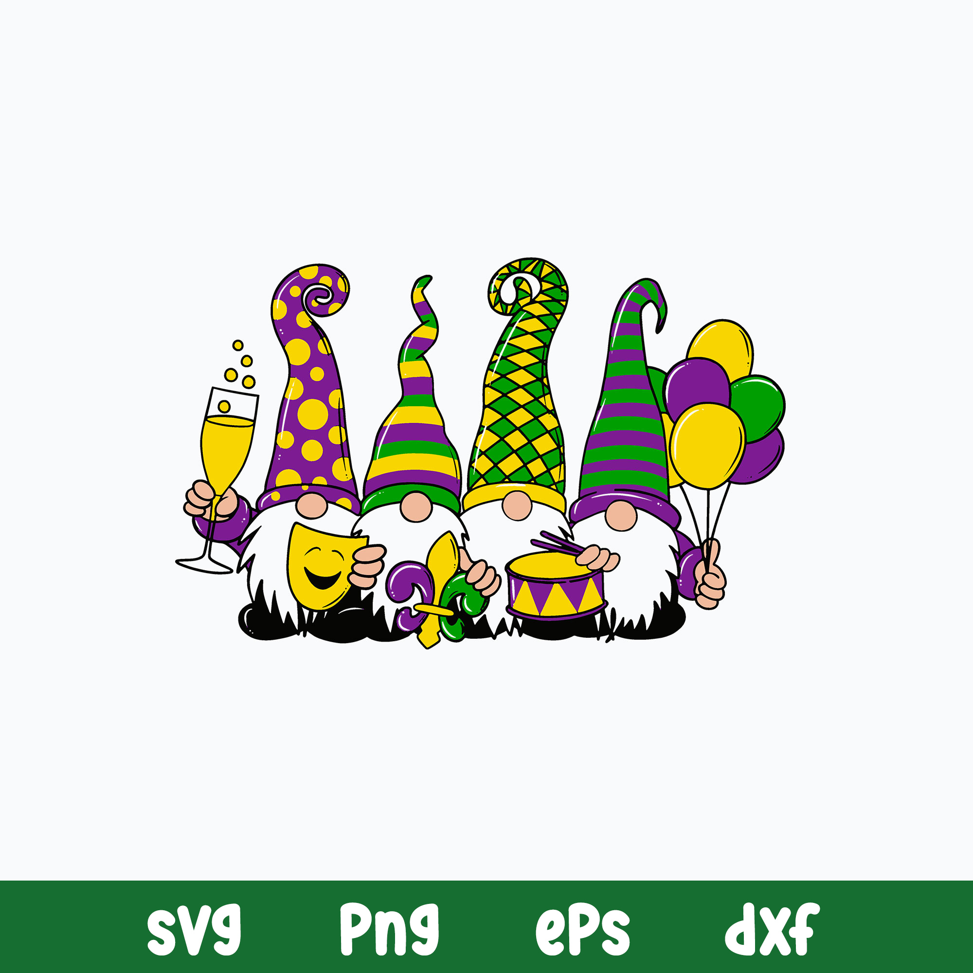 Mardi Gras Gnomes Svg, Gnome Svg, Png Dxf Eps File | Inspire Uplift
