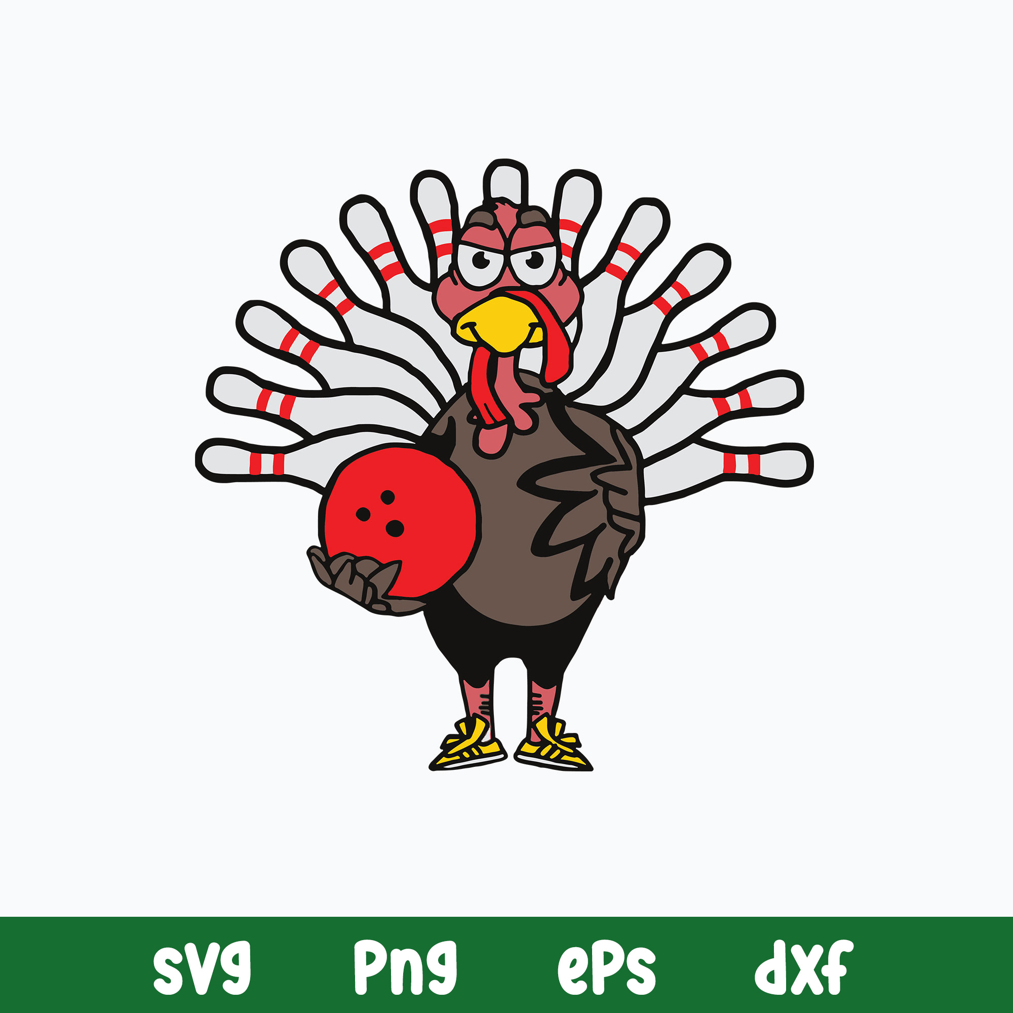 Thanksgiving Turkey Bowling Pin Matching Team Svg, Funny Sv | Inspire ...