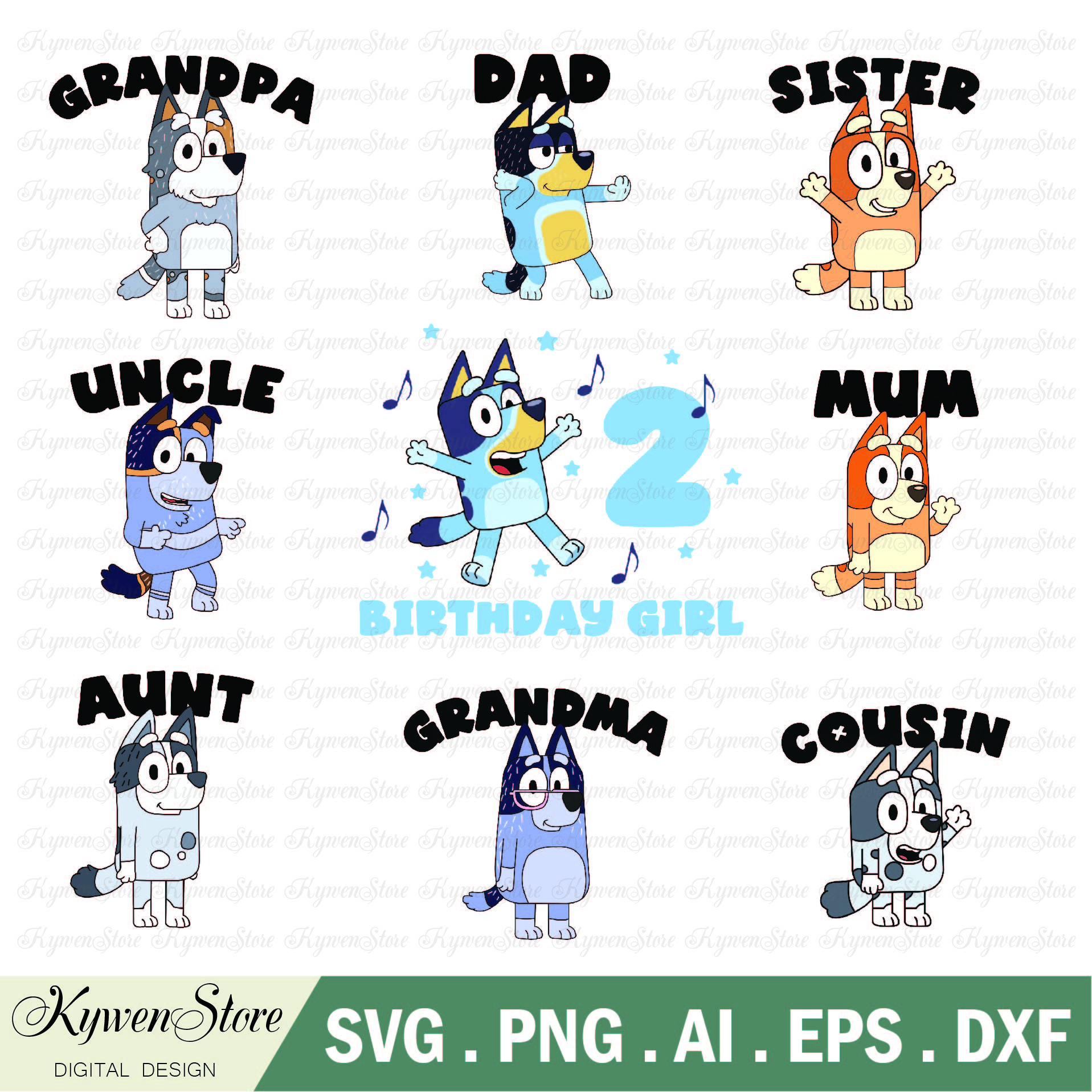 Personalized Bluey Family Svg, Bluey Birthday Party Svg, Cus | Inspire ...