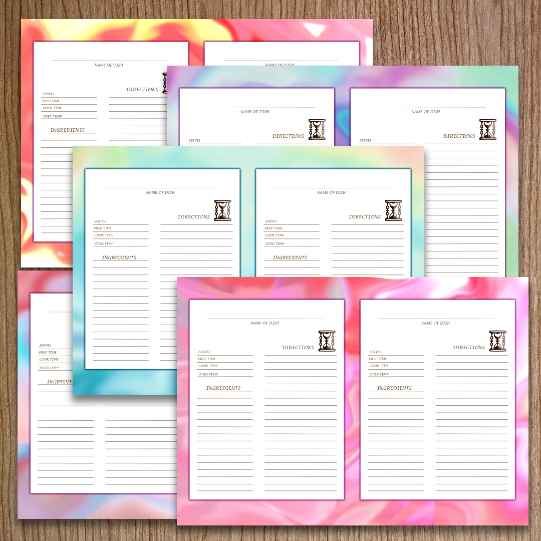 Digital colorful kitchen recipe card template - Inspire Uplift