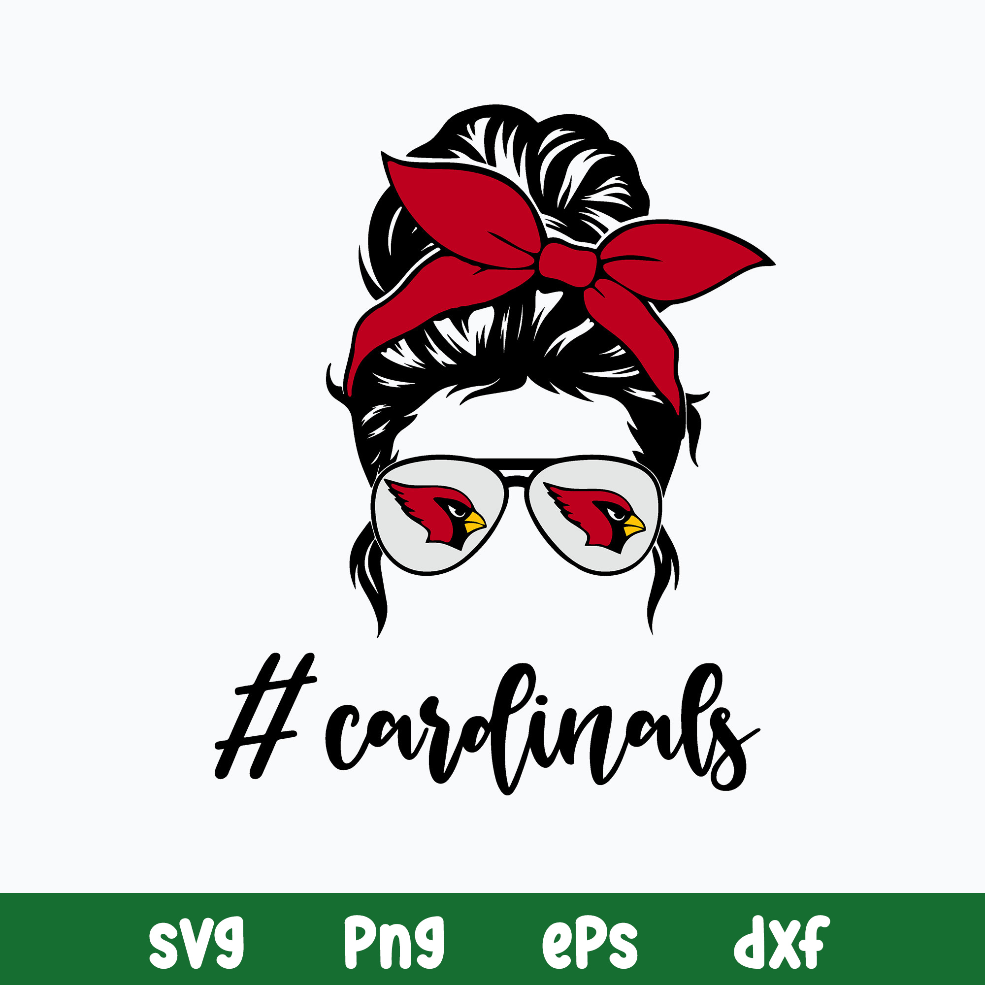 Cardinals Red Solid Bow Messy Bun Svg, Mom Life Svg, Messy B | Inspire ...