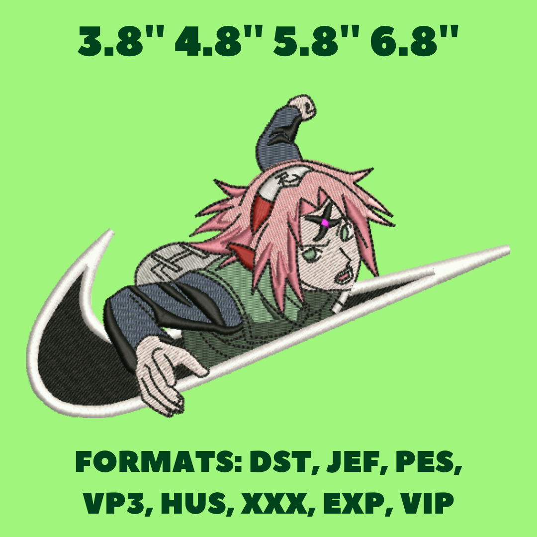Nike Sakura Embroidery Design file, Naruto Anime Embroidery | Inspire ...