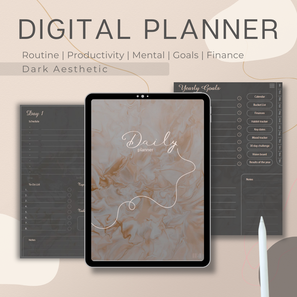 Aesthetic Dark Digital Planner for goodnotes | Inspire Uplift
