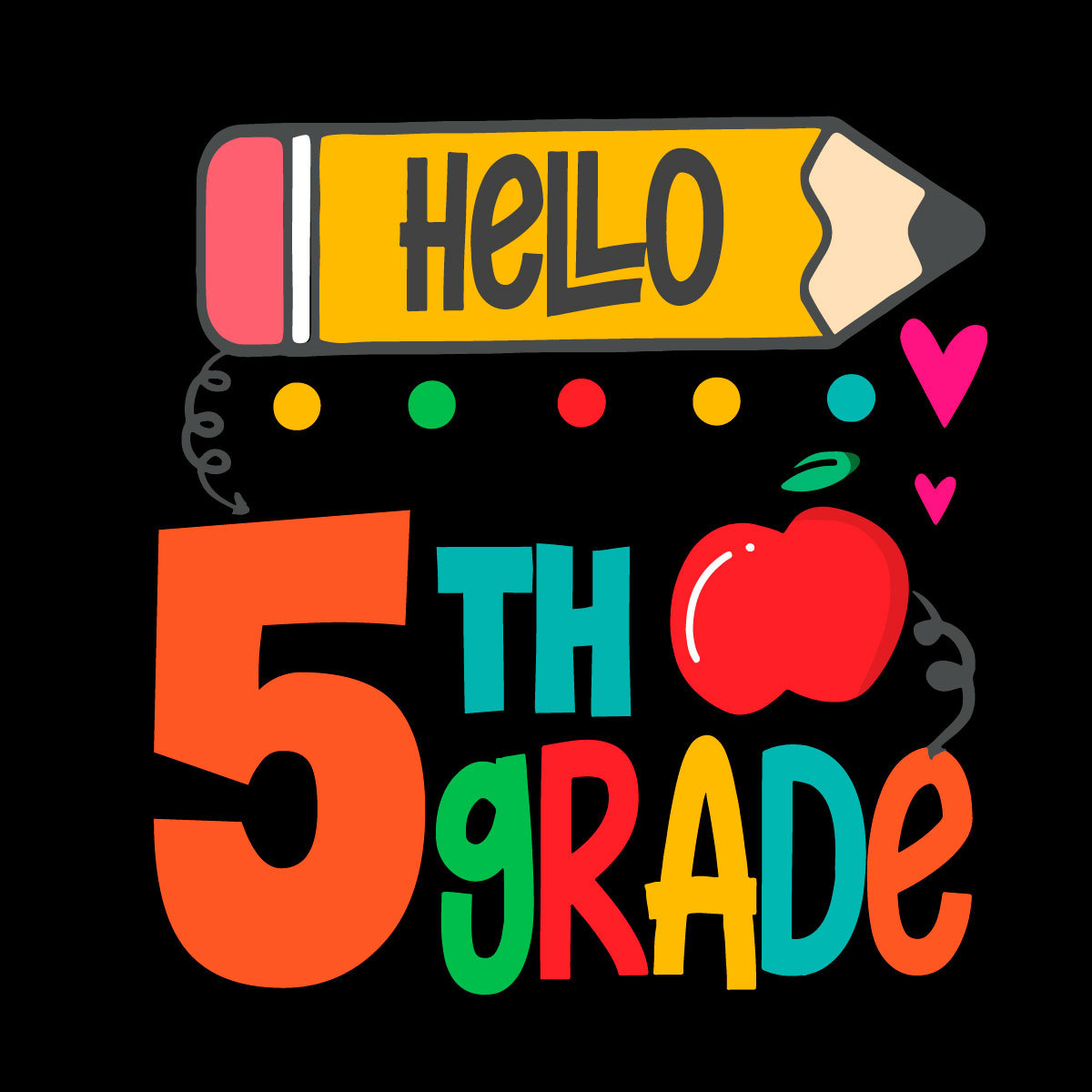 Back To School Shirt Svg Hello 5th Grade Vector, Cute Gift F - Inspire ...