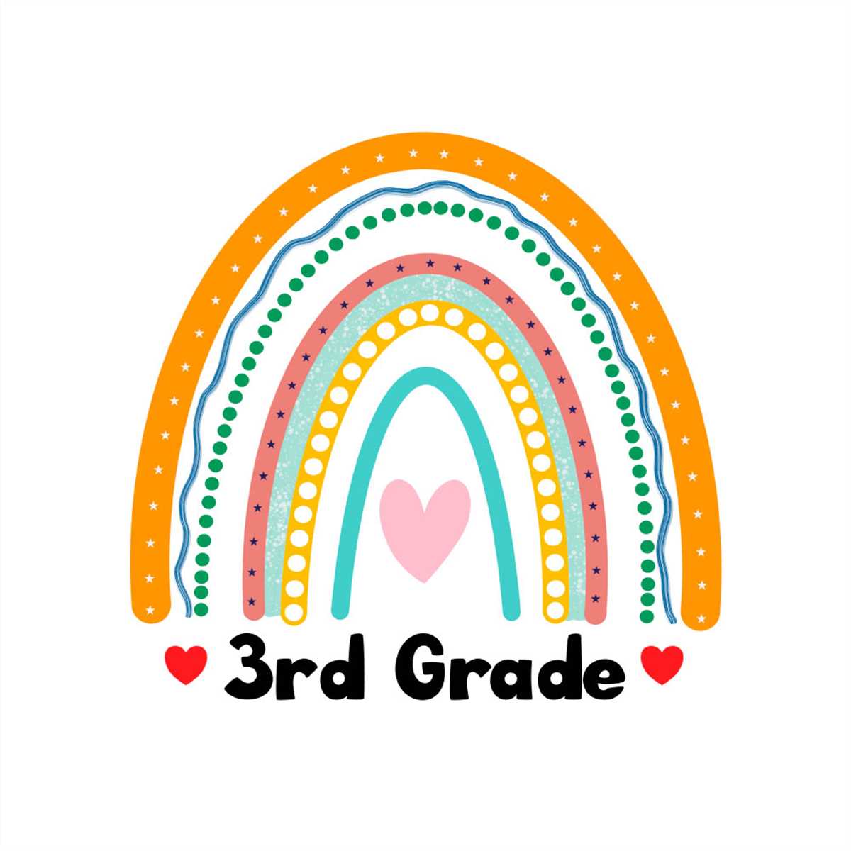 3rd grade rainbow SVG PNG, boho rainbow PNG, grade PNG | Inspire Uplift