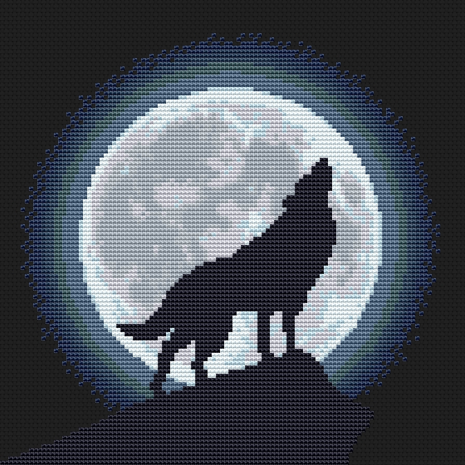 Wolf Cross Stitch Pattern Moon Cross Stitch Modern Cross Sti - Inspire ...