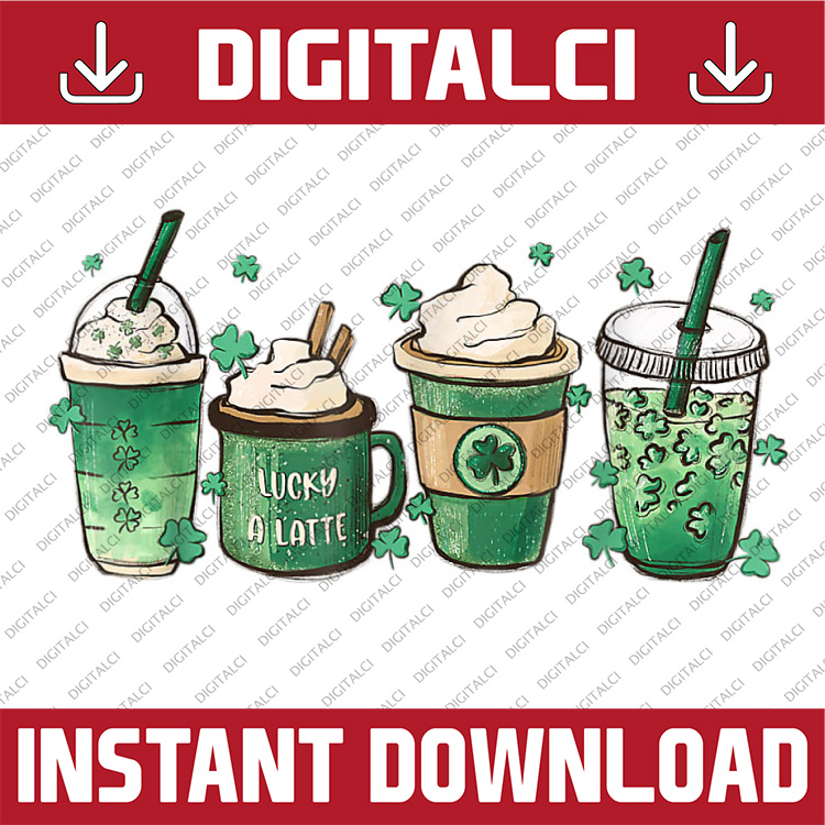 St Patrick's Day Coffee Lover Lucky Latte Irish Shamrock PNG | Inspire ...