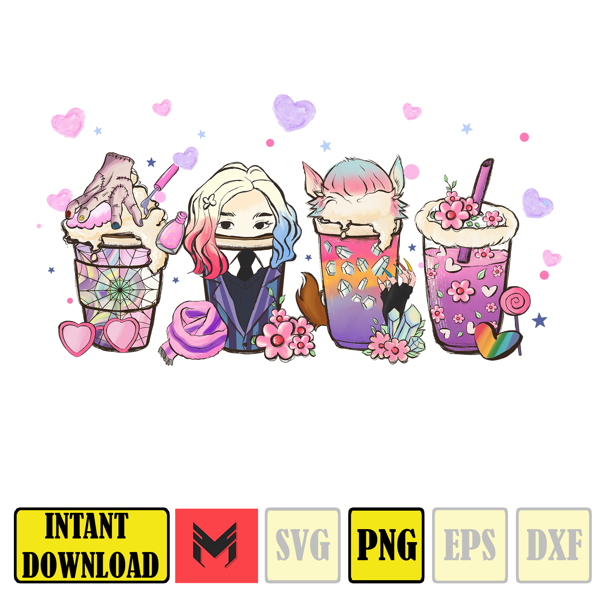 Wedneday Addams Coffee Bundle PNG, Wedneday Coffee Lover Png - Inspire ...