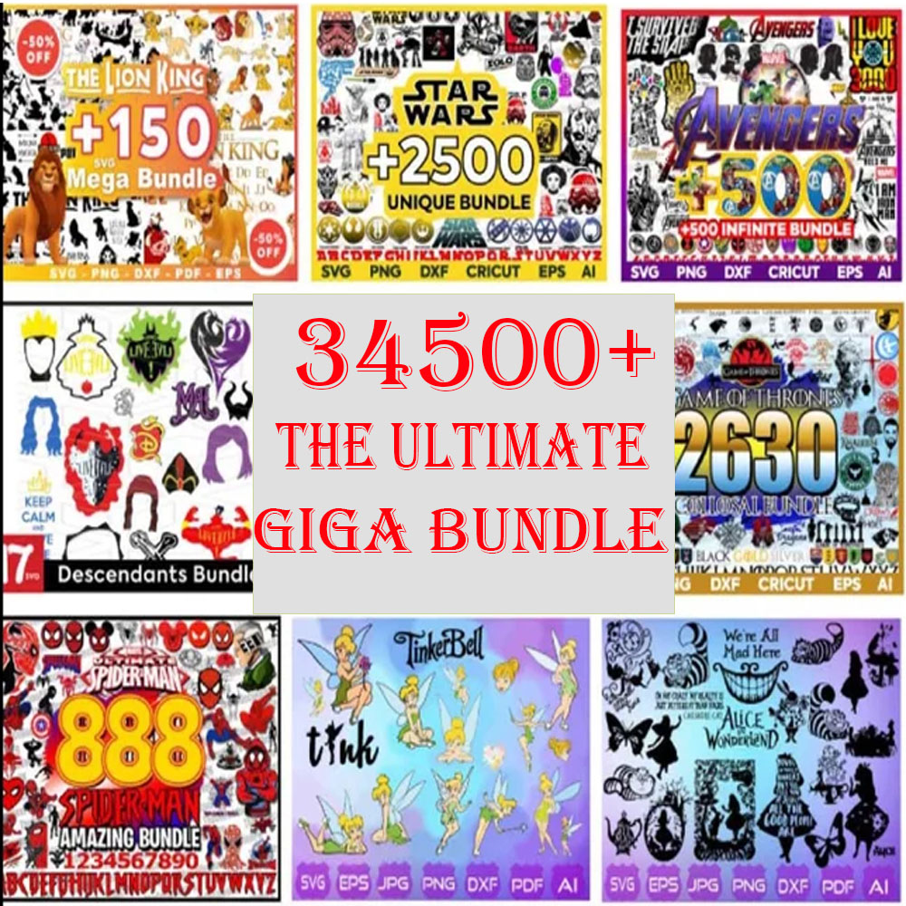 34500 File Giga Bundle Svg, Disney Svg, Star Wars Svg, The L | Inspire ...