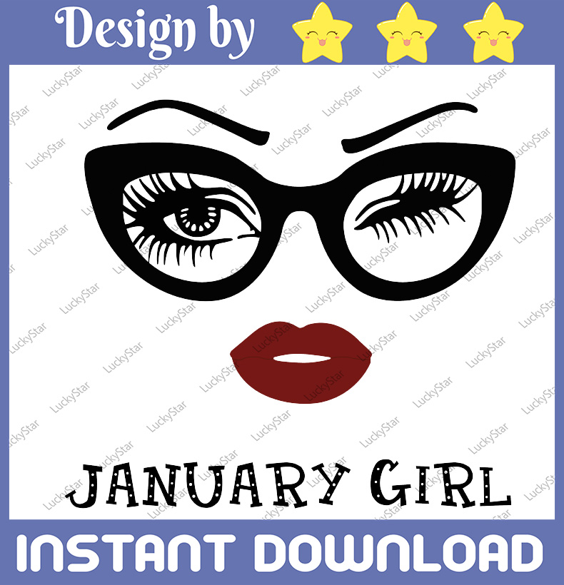 January Girl SVG, Woman With Glasses Svg Printable, Girl Wit - Inspire ...