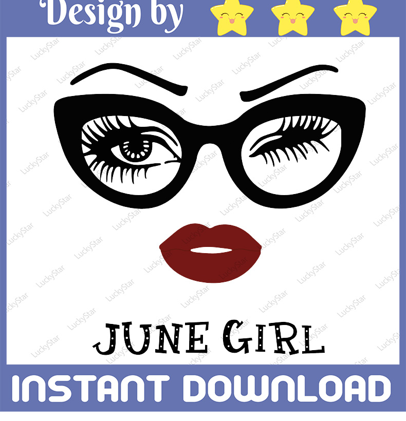 June Girl SVG, Woman With Glasses Svg Printable, Girl With B | Inspire Uplift