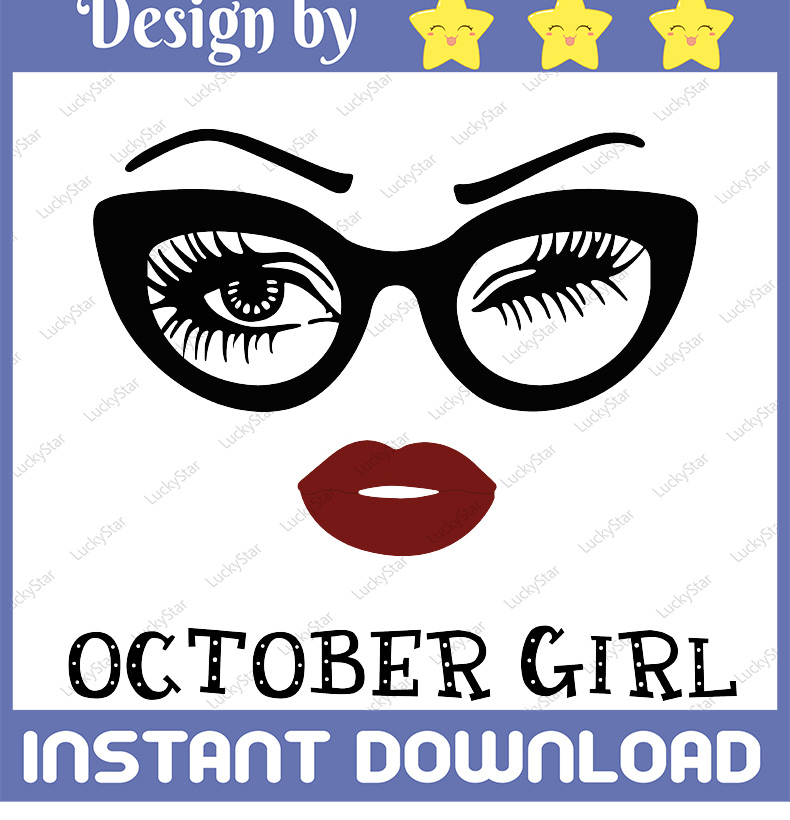 October Girl SVG, Woman With Glasses Svg Printable, Girl Wit | Inspire ...
