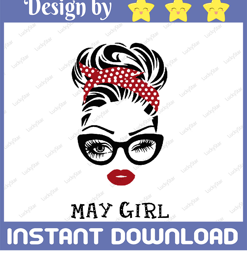 May Girl SVG, Woman With Glasses Svg Printable, Girl With Ba | Inspire ...