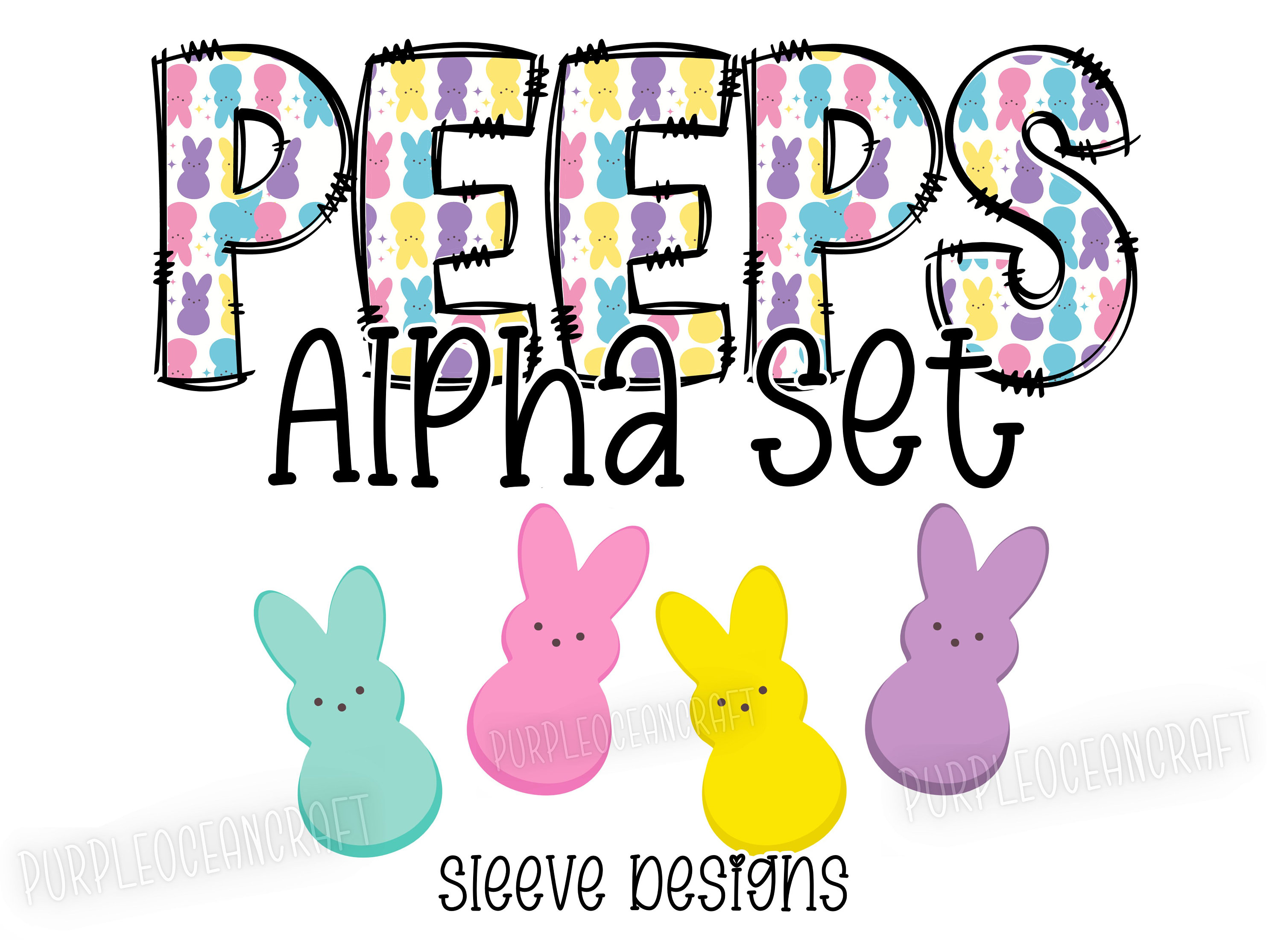 Peeps Alpha Font Easter Letters PNG Sublimation Design Downl | Inspire ...