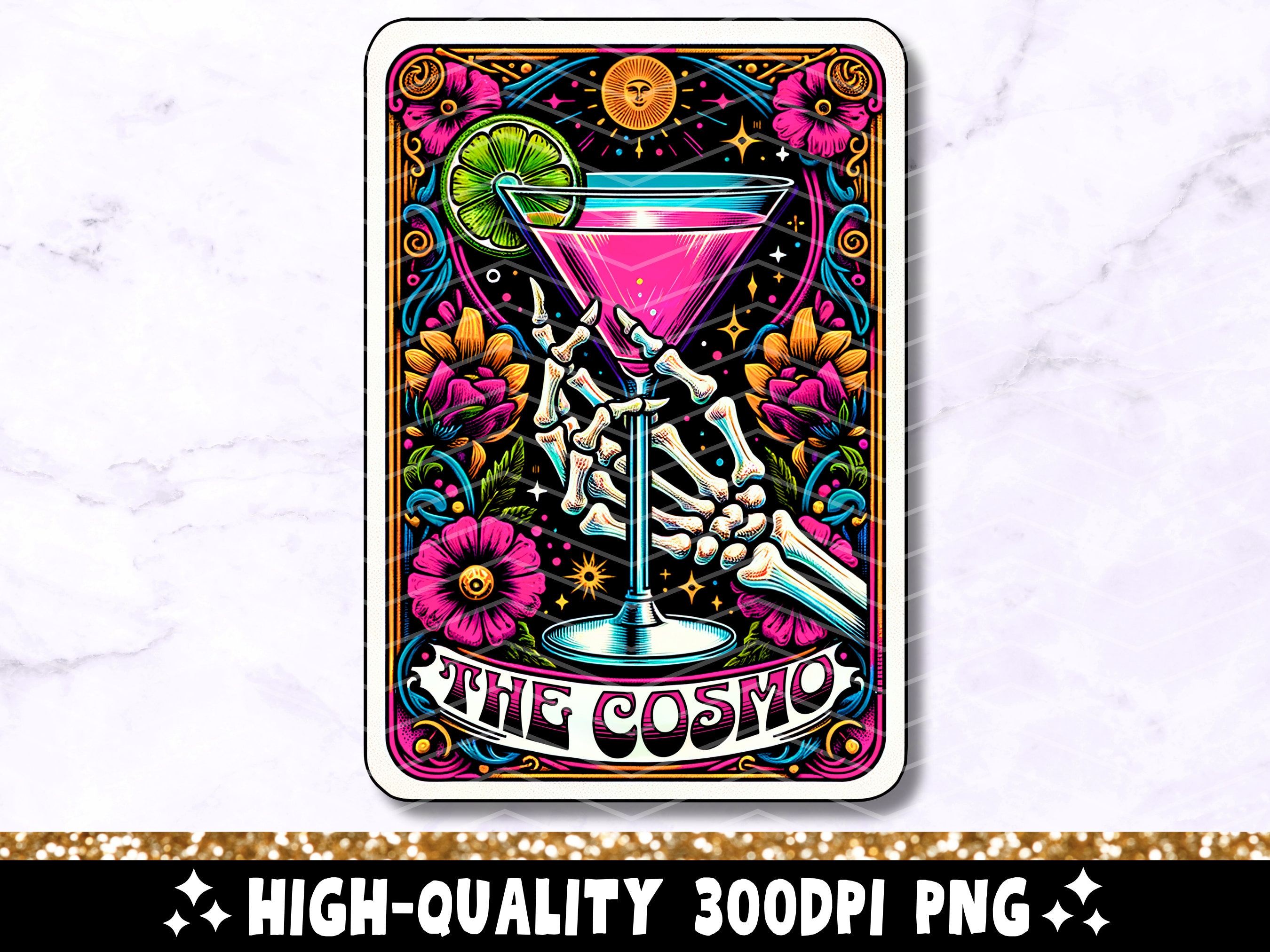The Cosmo Tarot Card PNG, Skeleton Sublimation Design, Witch | Inspire ...