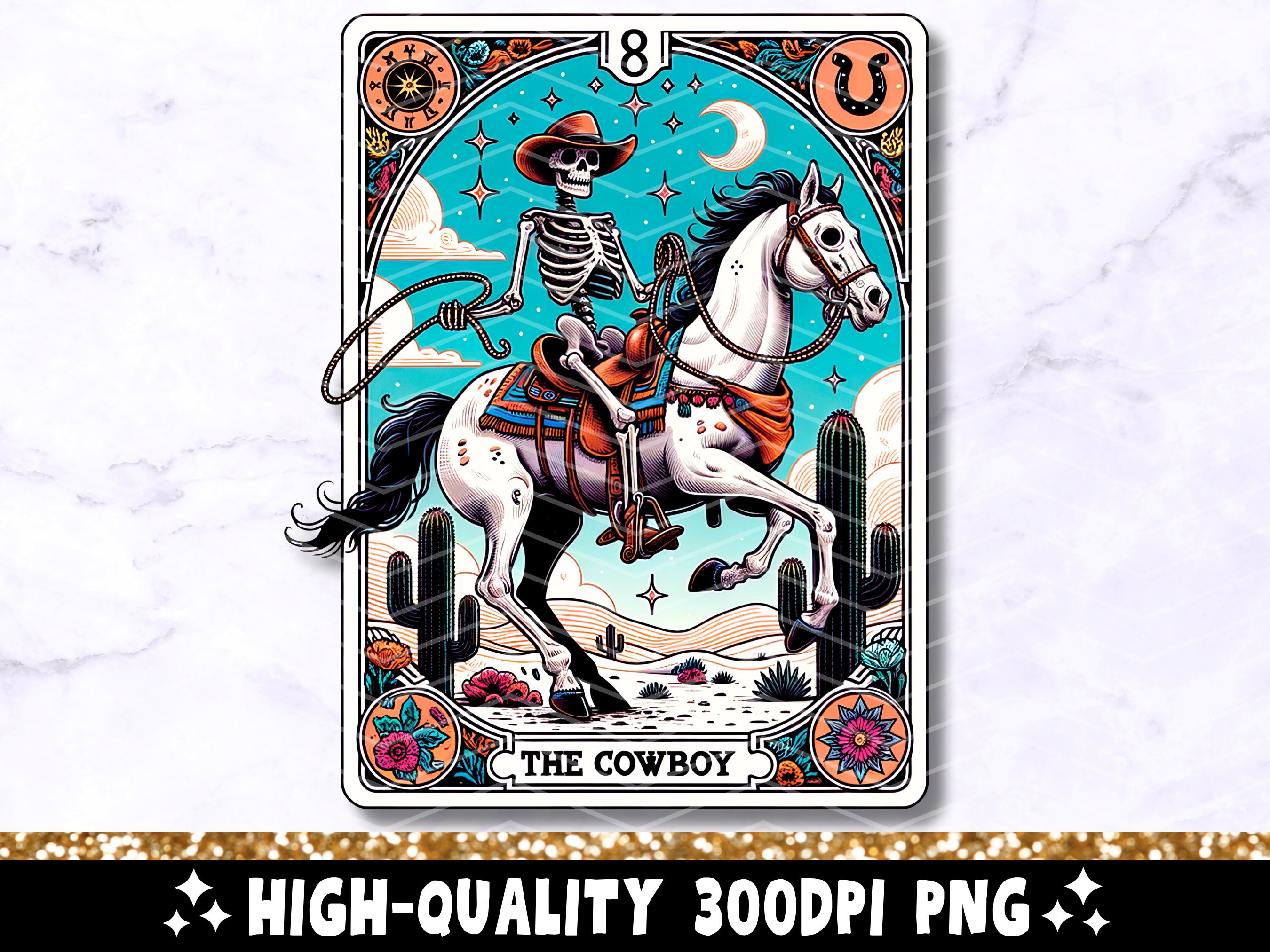The Cowboy Tarot Card PNG, Funny Skeleton Skull Trendy Subli - Inspire ...