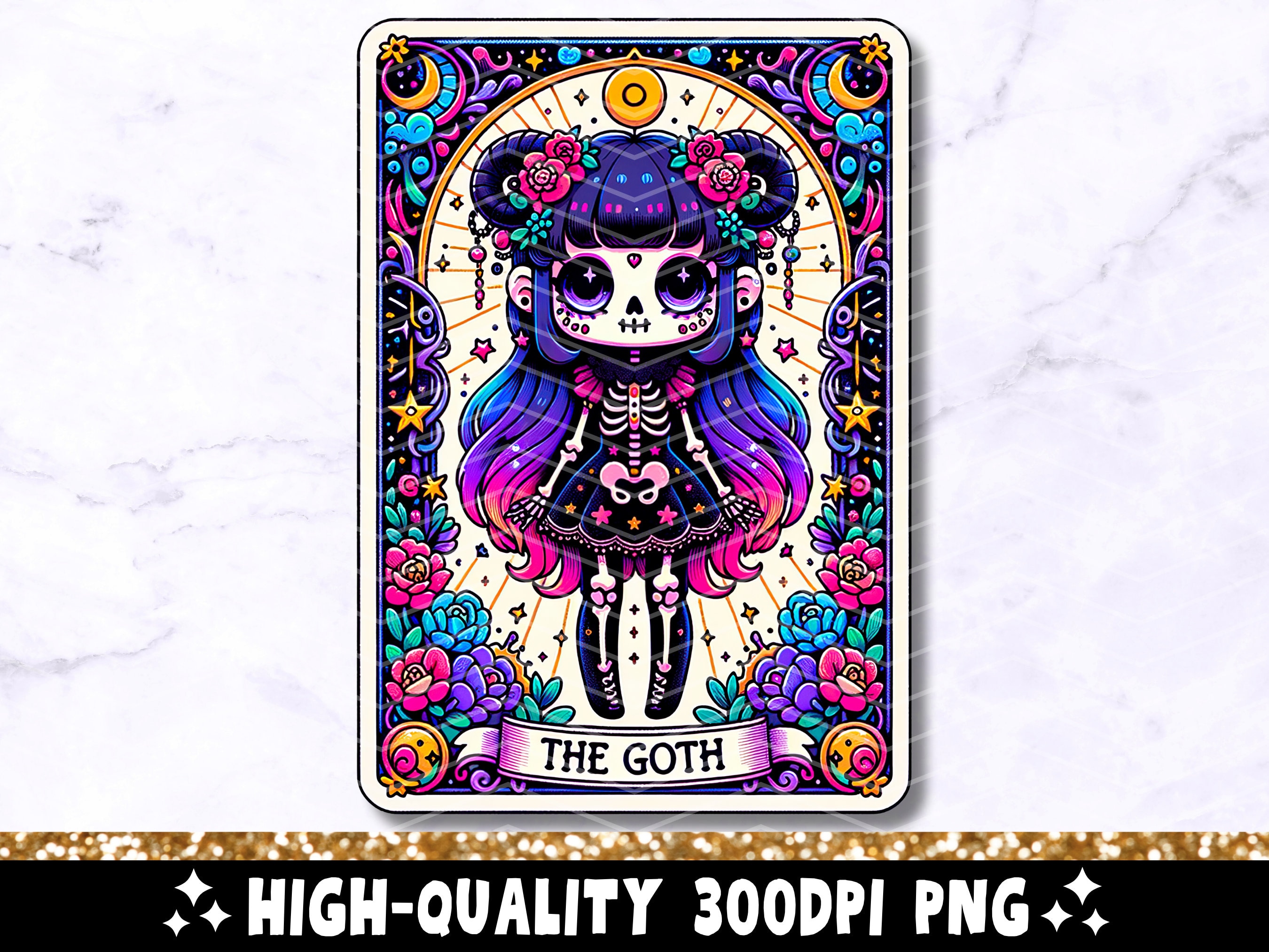 The Goth Tarot Card PNG, Goth Girl Skeleton Sublimation Desi | Inspire ...