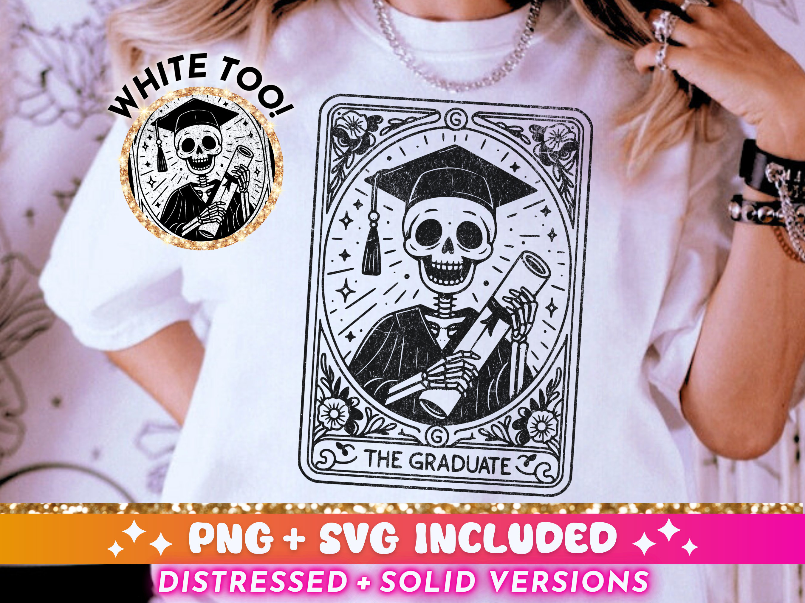 The Graduate Tarot Card SVG PNG, Graduation Skeleton Skull S - Inspire ...