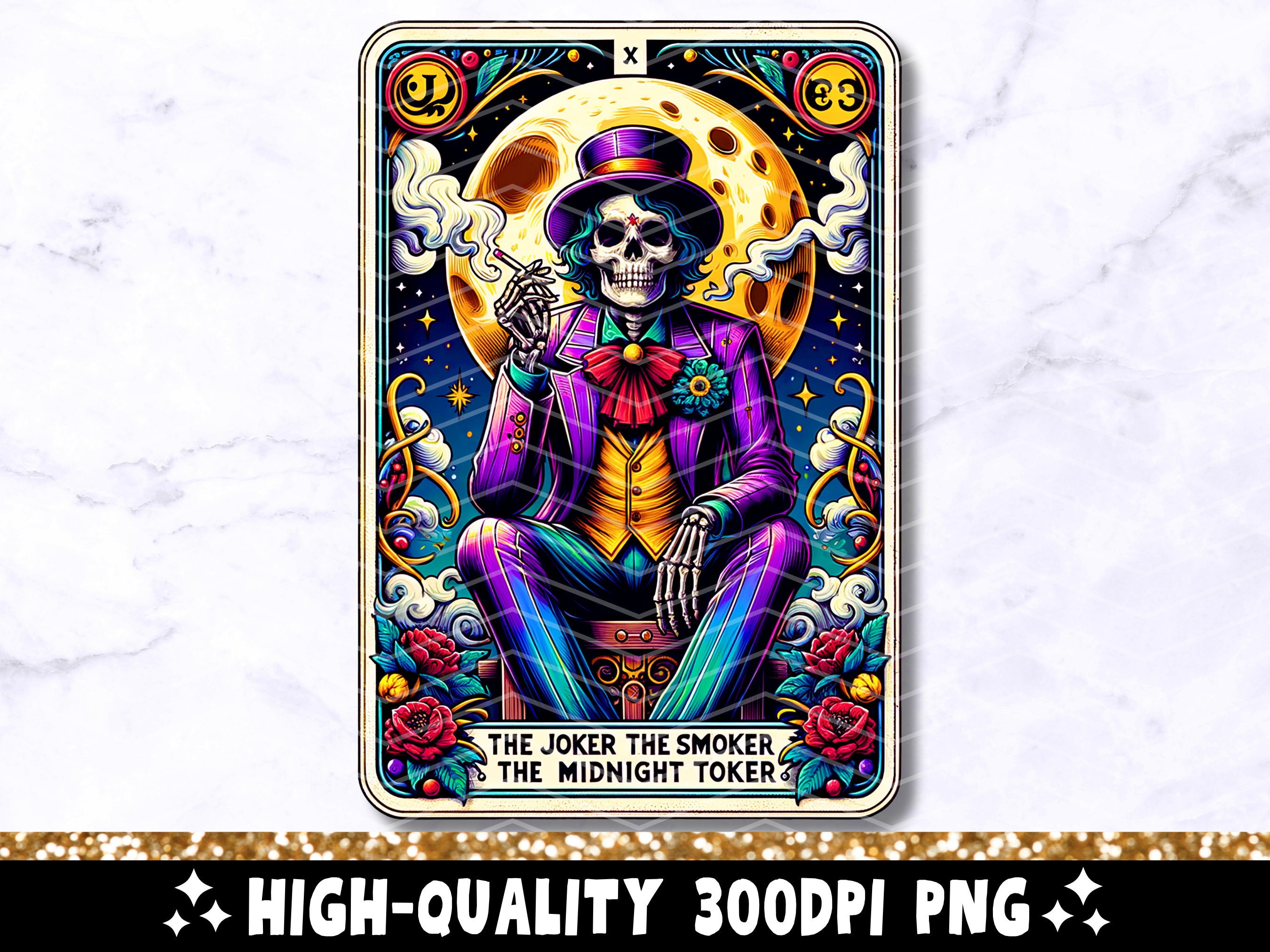 The Joker Smoker Midnight Toker Tarot Card PNG, Skeleton Sub | Inspire ...