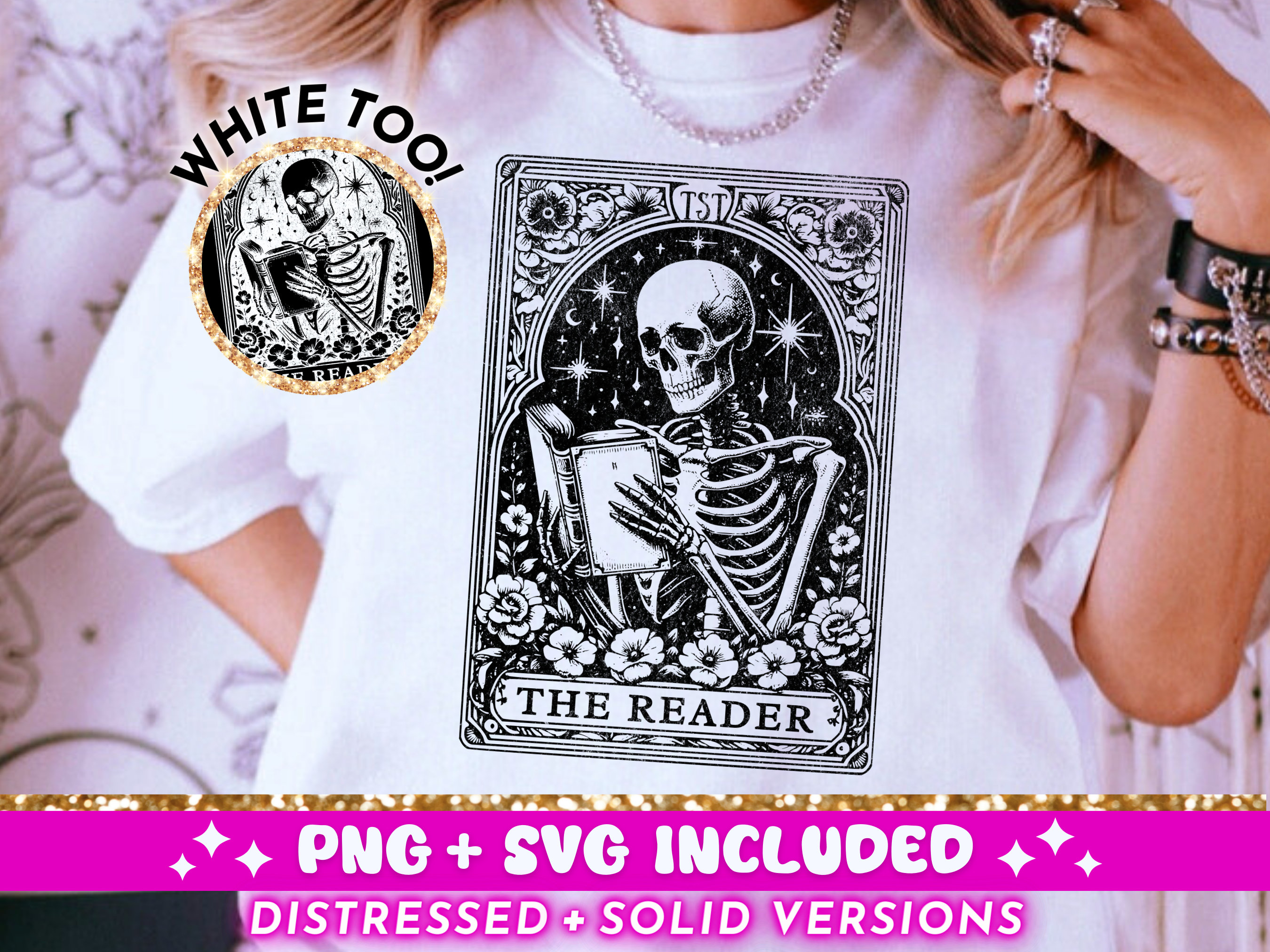 The Reader Tarot Card SVG PNG, Skeleton Reading Sublimation, | Inspire ...