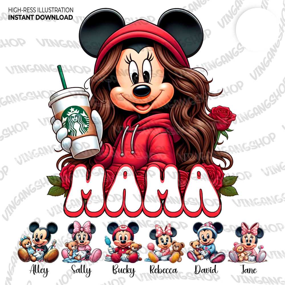 CUSTOM Cartoon Character Mother And Kid Png, Happy Mother's | Inspire ...