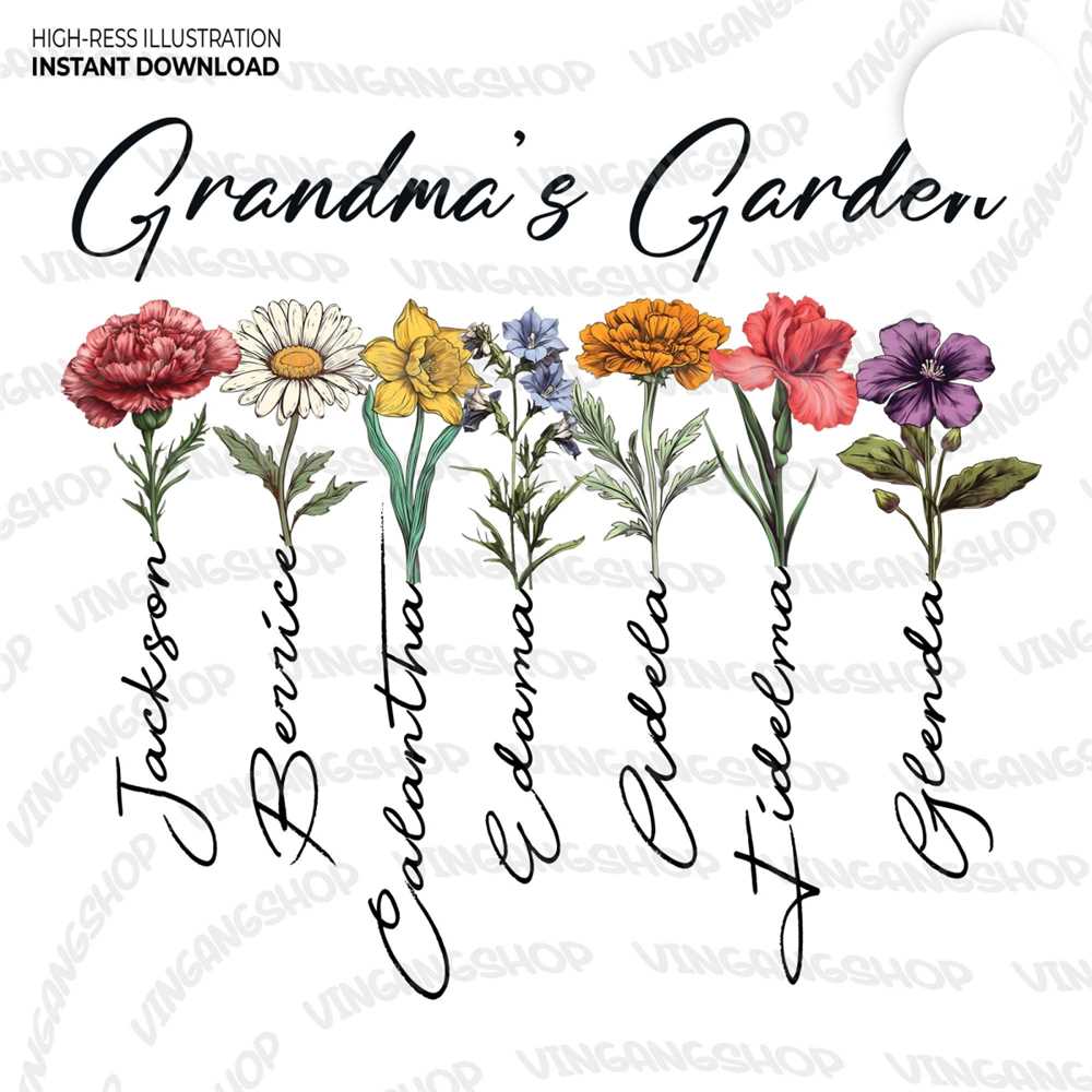 CUSTOM Grandma Garden Birth Month Flower Png, Grandma's Gard | Inspire ...