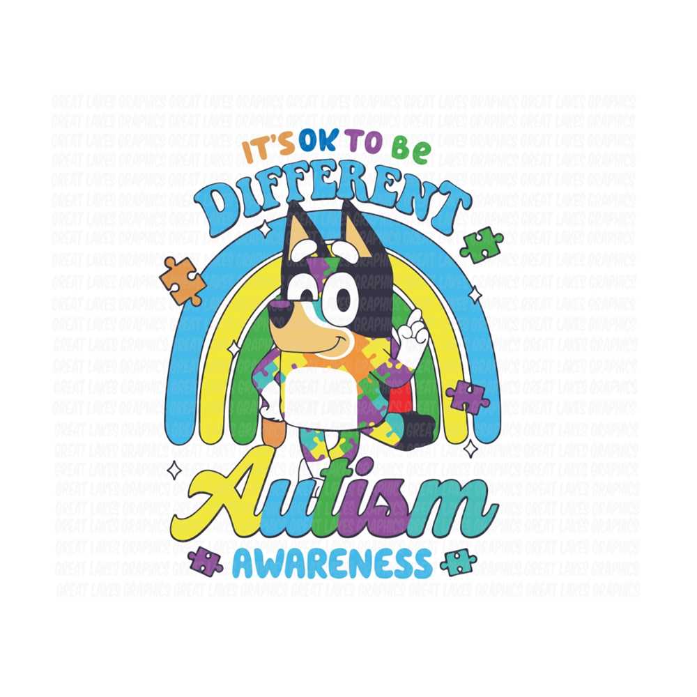 Bluey Autism Awareness It's Ok To Be Different Digital File | Inspire ...