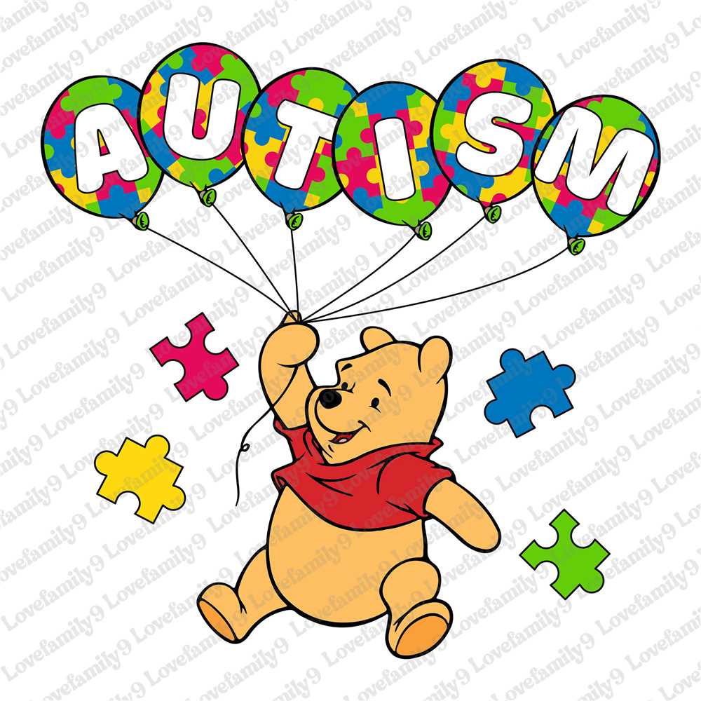 Autism Bear Png, Autism Png Design, Winnie The Pooh, Cartoon | Inspire ...
