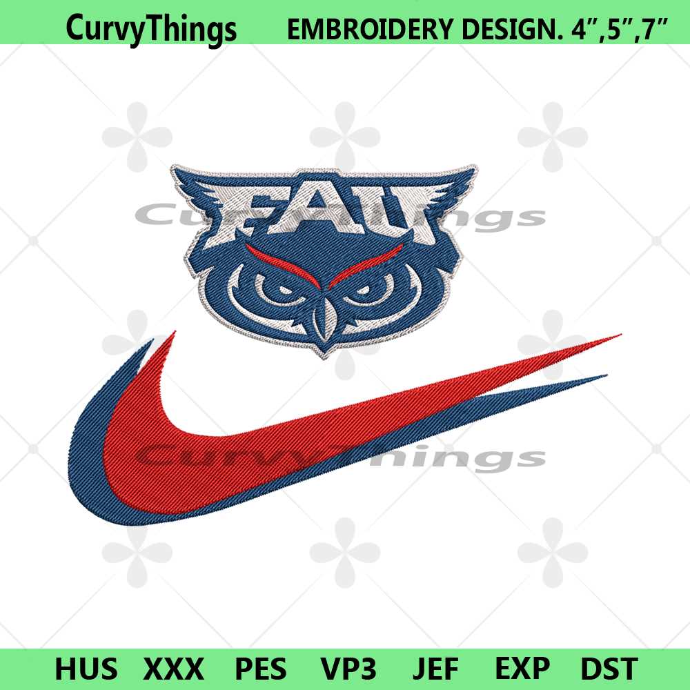 Florida Atlantic Owls Double Swoosh Nike Logo Embroidery Des - Inspire ...