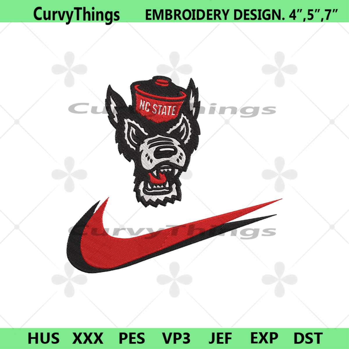 NC State Wolfpack Double Swoosh Nike Logo Embroidery Design - Inspire ...