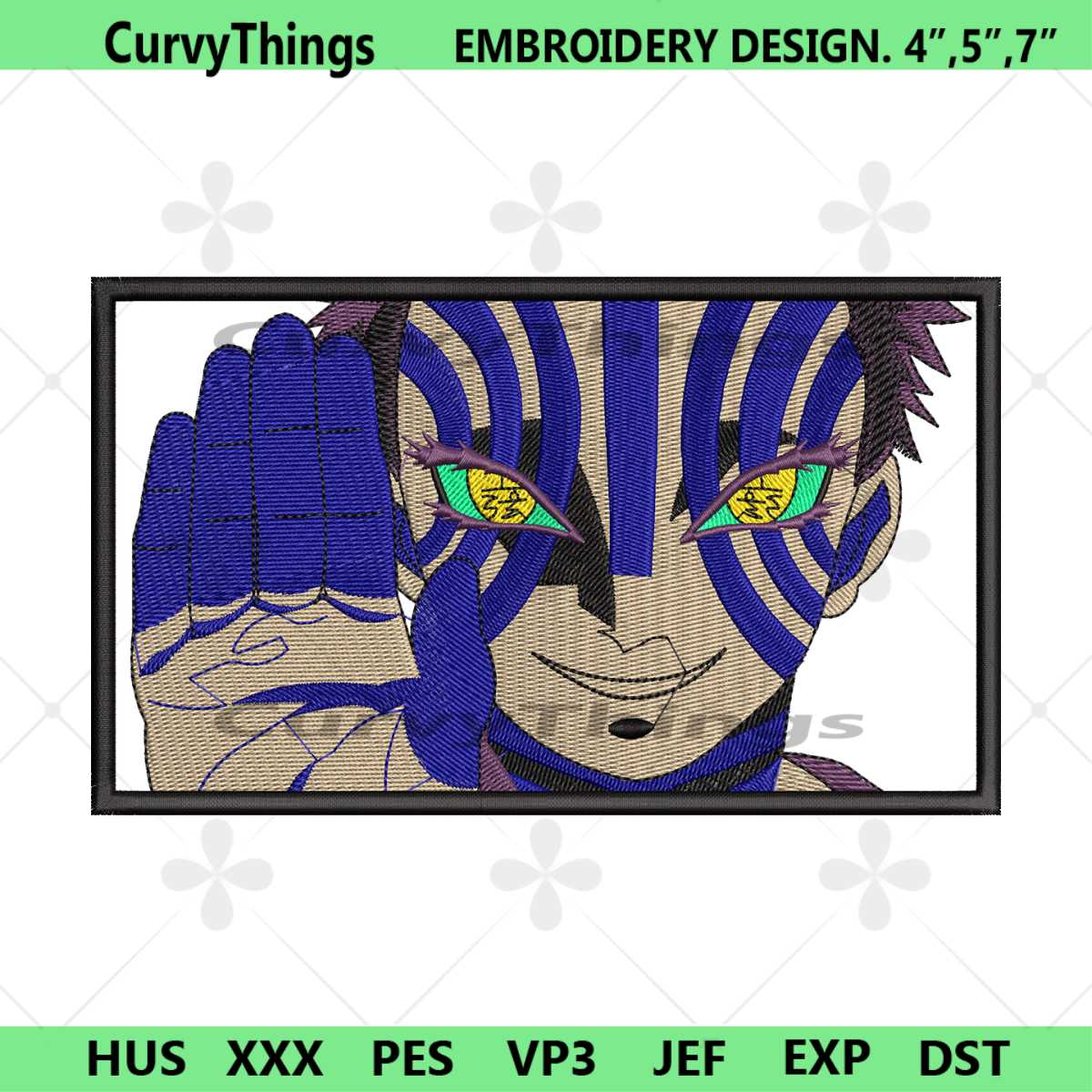 Akaza Face Embroidery Design Kimetsu No Yaiba Embroidery Fil | Inspire ...