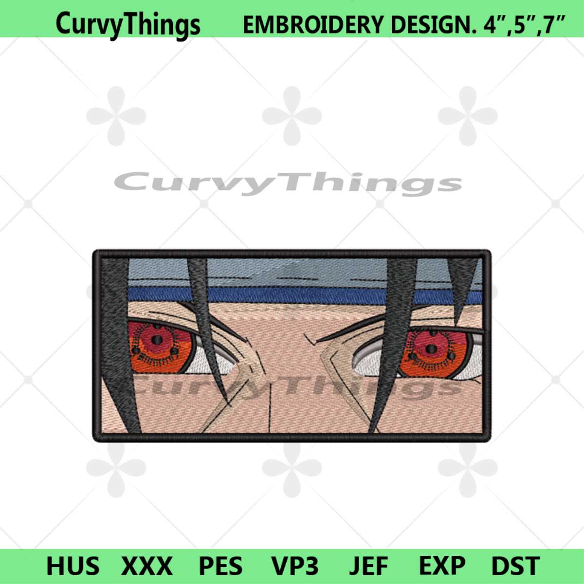 Itachi Box Eyes Embroidery Design Anime Itachi File | Inspire Uplift