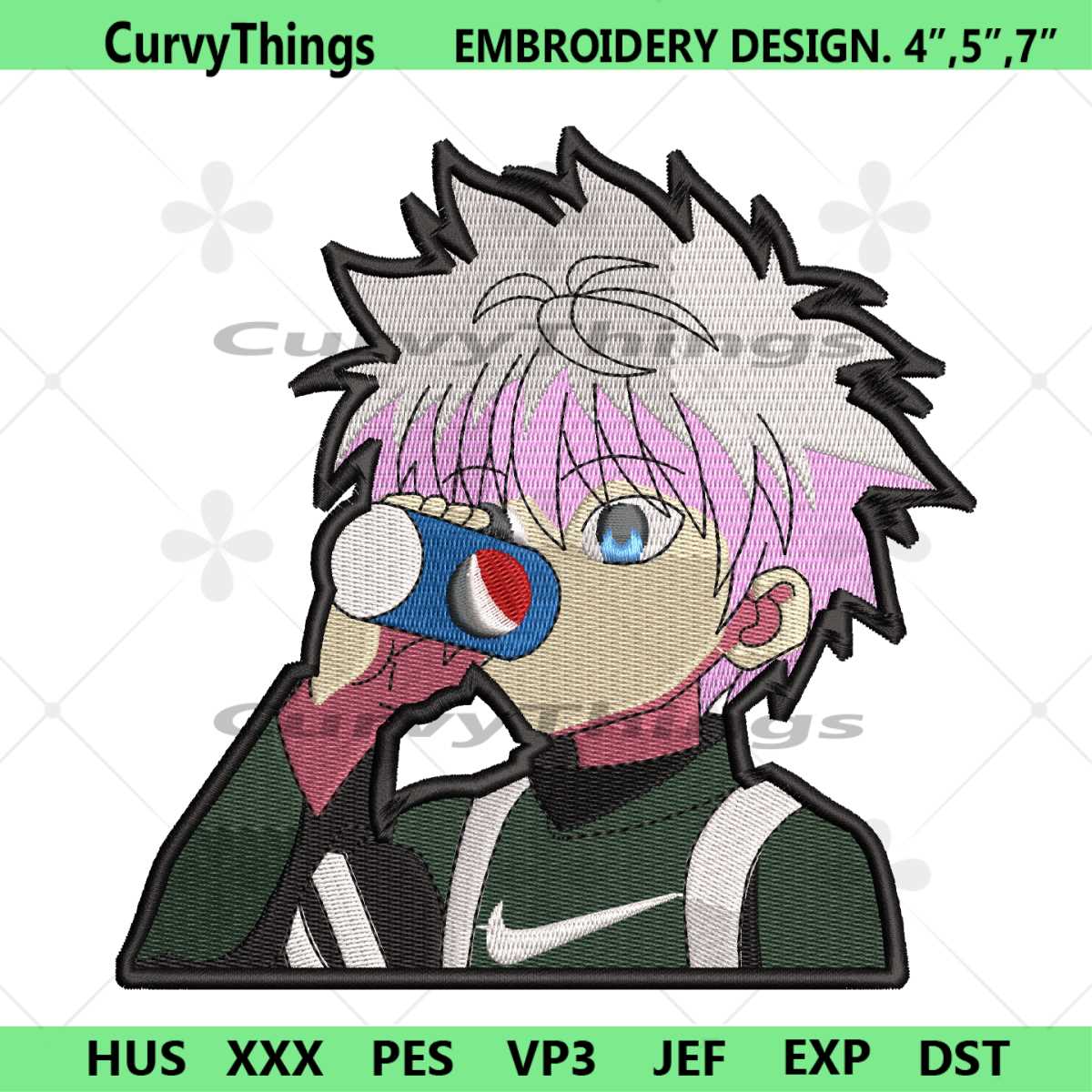 KILLUA ZOLDYCK PEPSI Embroidery Design File Anime Hunter X H | Inspire ...