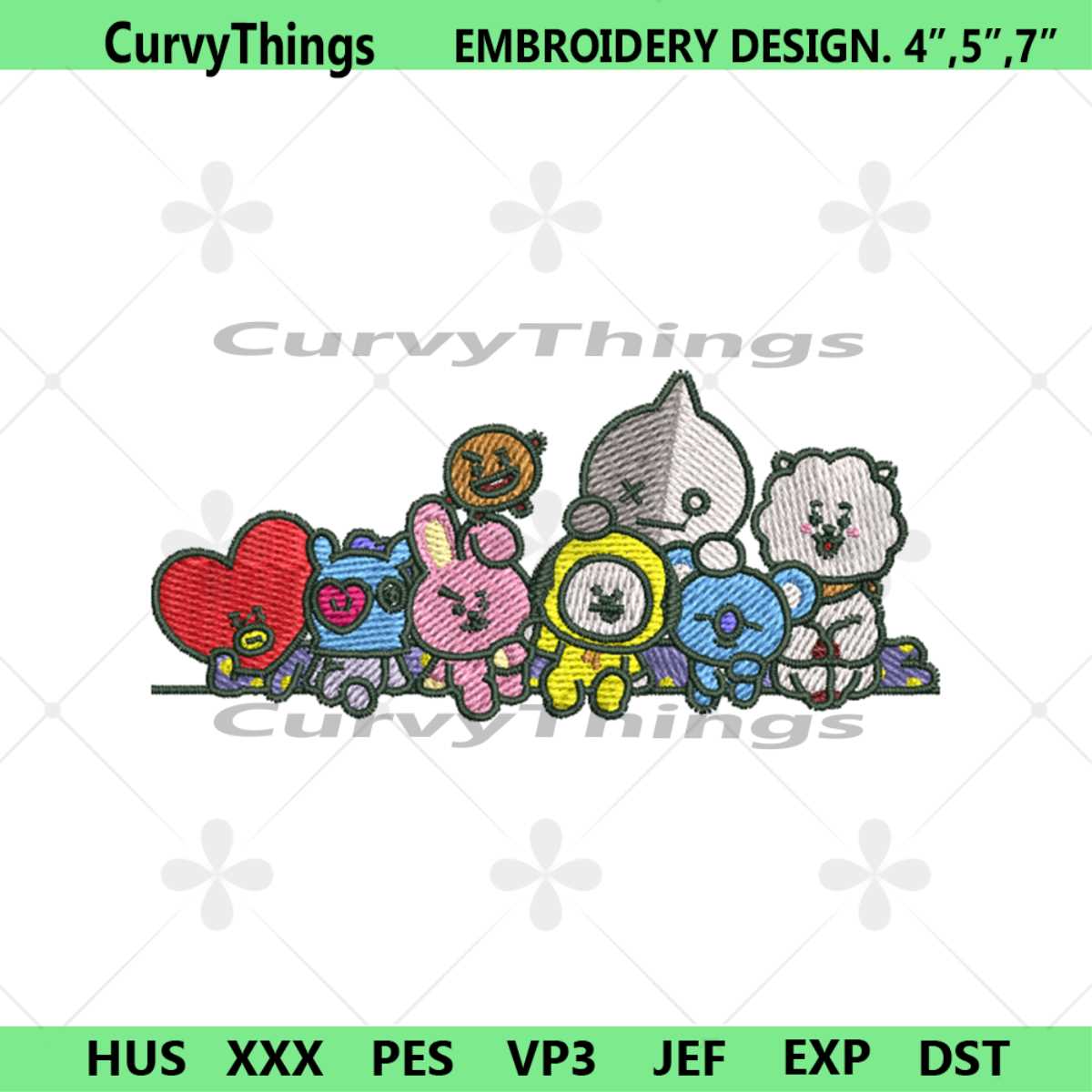 BT21 Mascot Embroidery Design BTS Mascot Embroidery File | Inspire Uplift