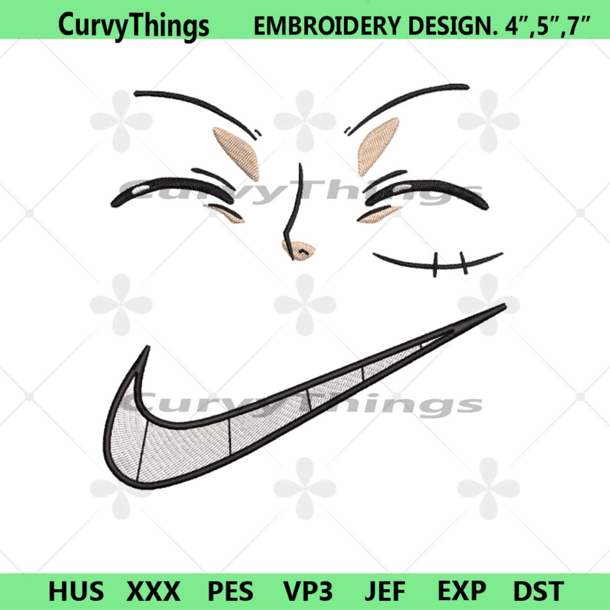 Nike Smile Luffy Face Embroidery Design Download Anime One P | Inspire ...