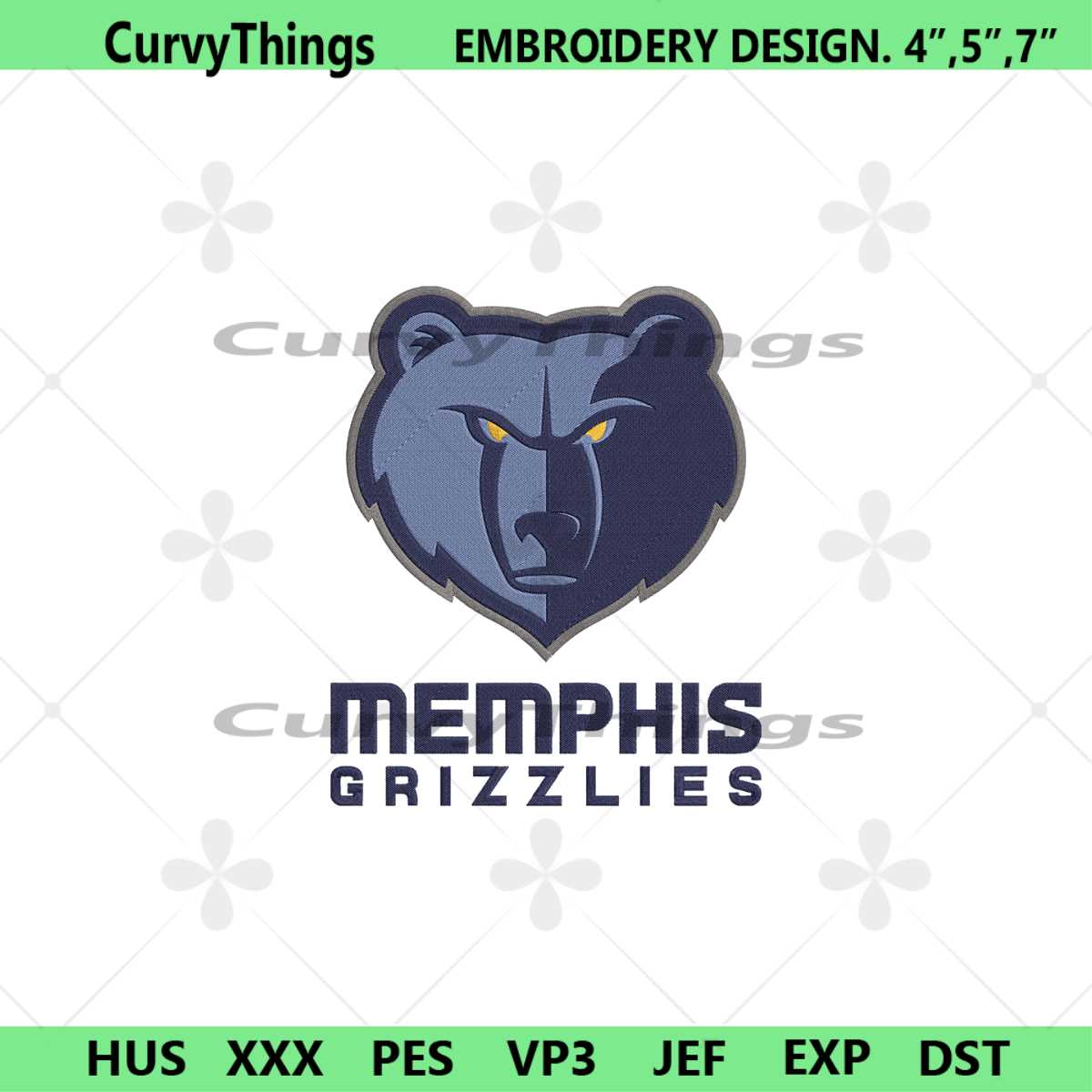 Memphis Grizzlies Logo Embroidery File Design, Memphis Grizz | Inspire ...