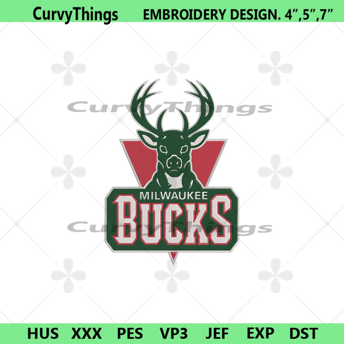 NBA Milwaukee Bucks Logo Machine Embroidery Files, Milwaukee | Inspire ...