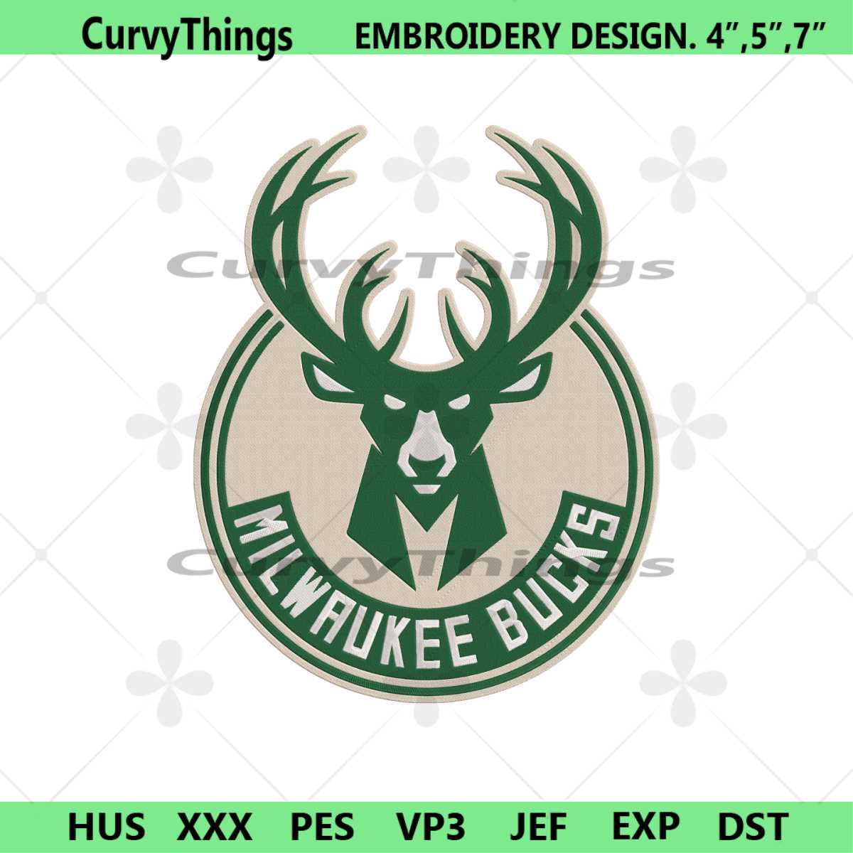 Milwaukee Bucks NBA Team Embroidery Design File | Inspire Uplift