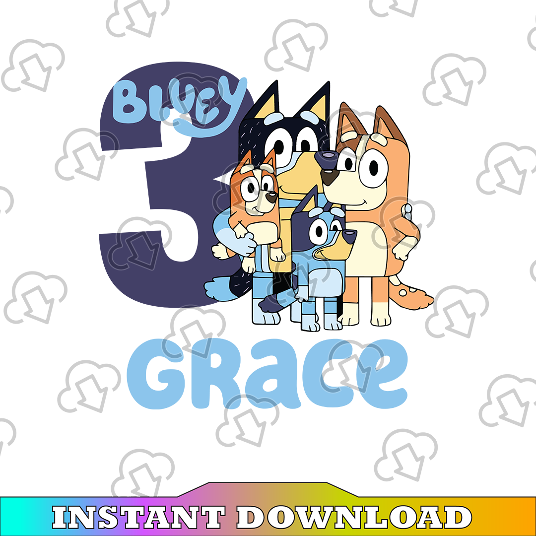 Personalised Bluey Svg, Bluey Birthday Party Svg, Bluey Fami - Inspire ...